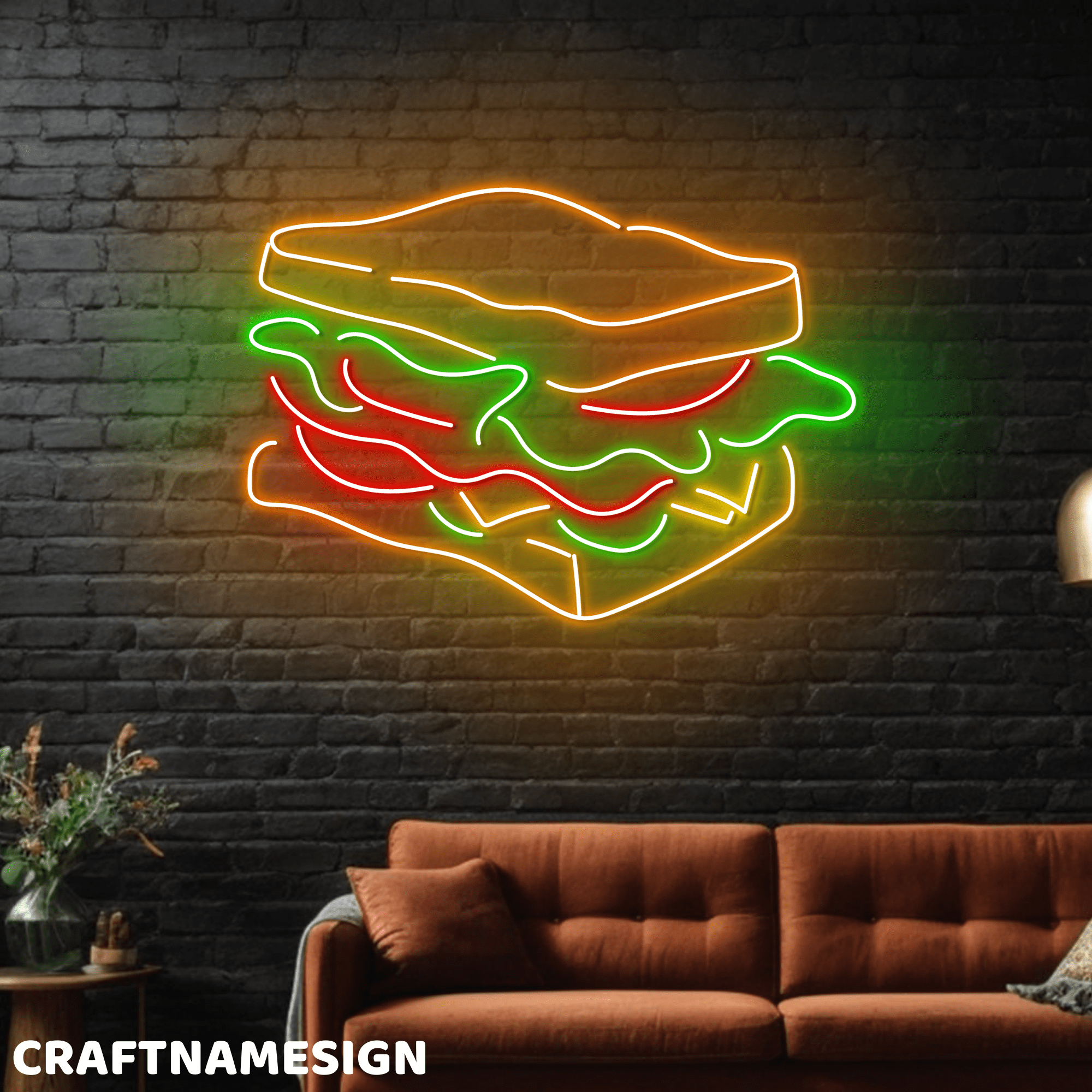 Craftnamesign Hamburger Neon Sign, Sandwiches Wall Art, Kitchen Wall ...