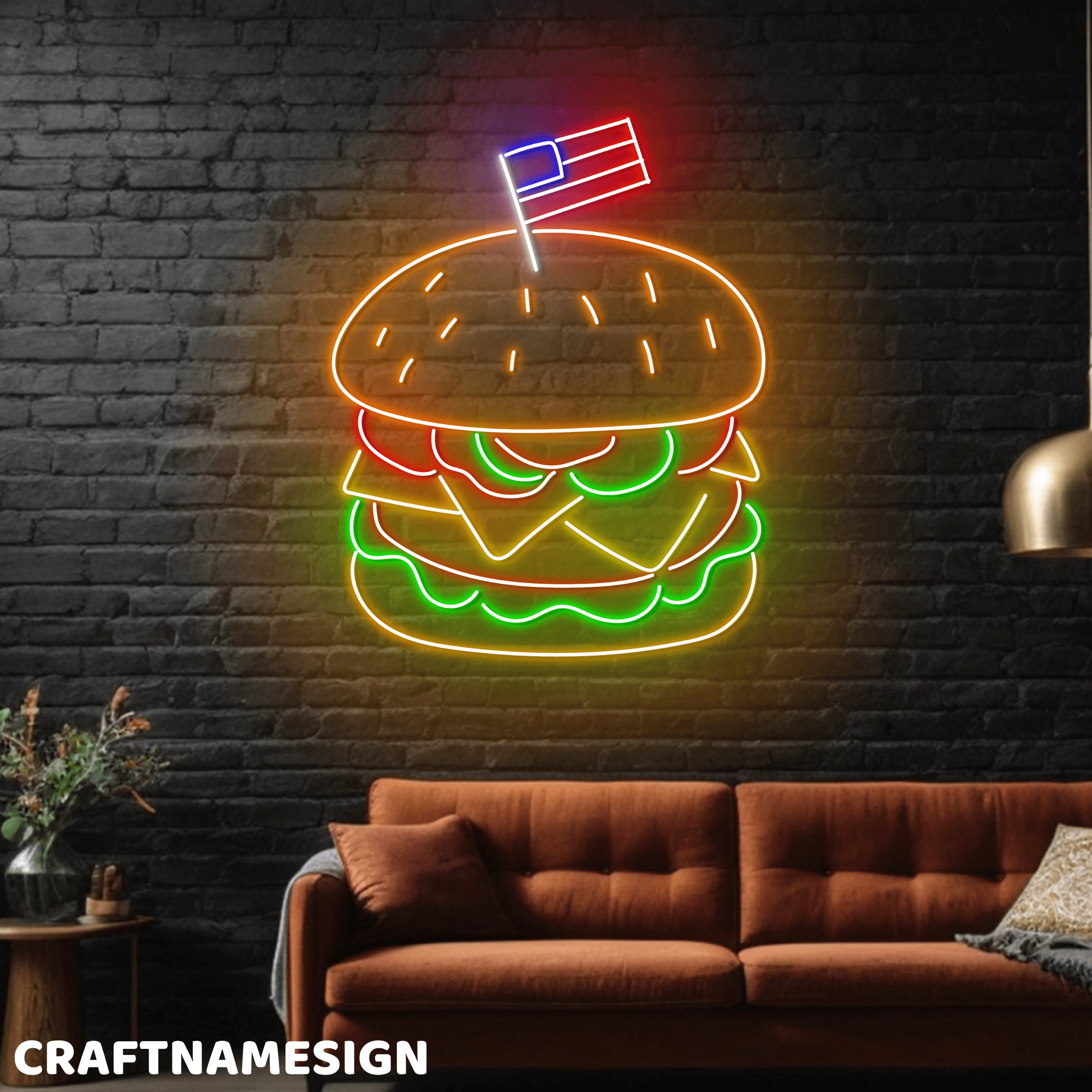 Craftnamesign Hamburger US Neon Light For Wall Decor, Restaurant LED ...