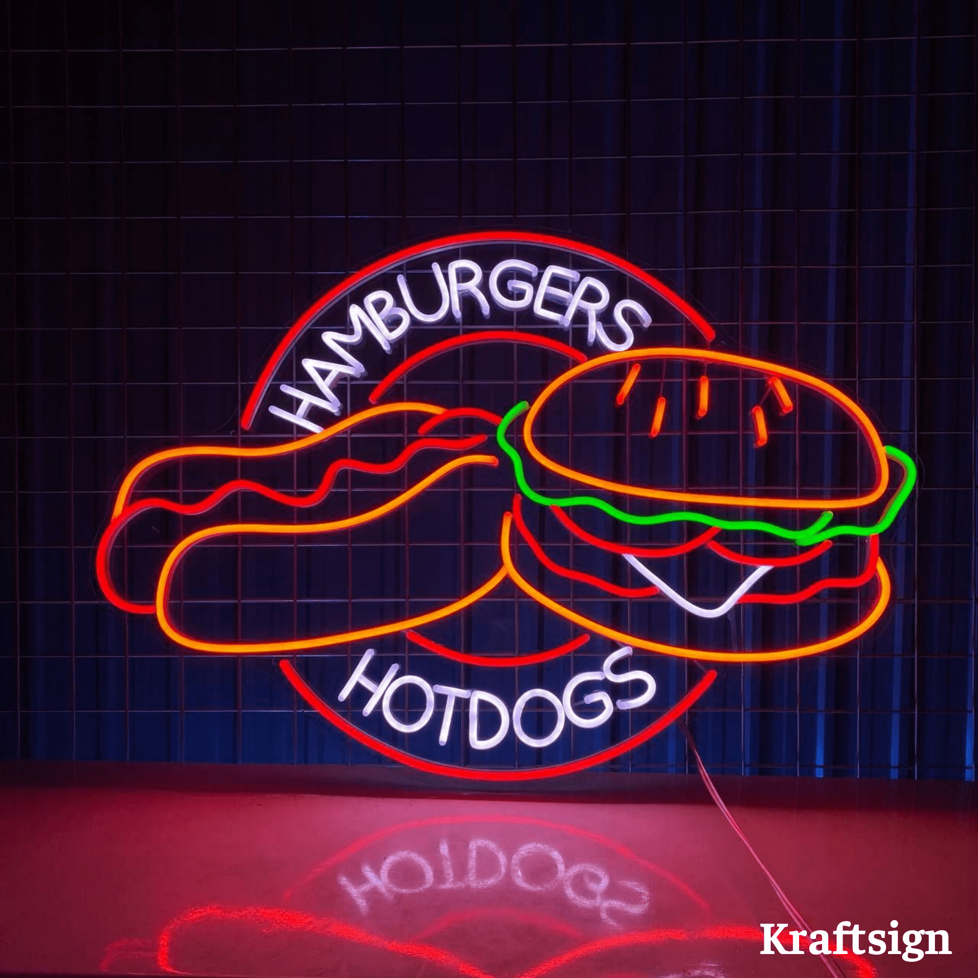 Craftnamesign Hamburgers Hotdog Neon Sign, Fast Food Shop Decor, Food ...