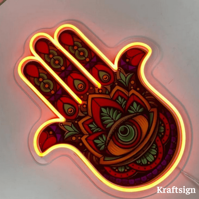 Craftnamesign Hamsa Hand Neon Acrylic Print Sign, Hamsa Hand Led Signs ...