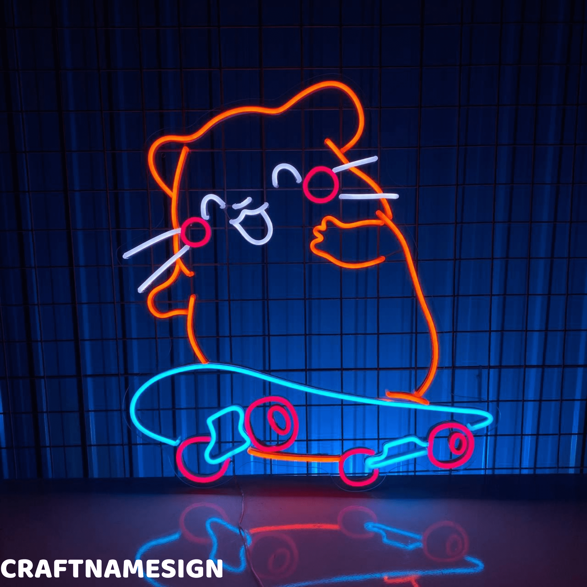 Craftnamesign Hamster Skateboard Neon Sign, Cute Hamster Decor, Kids ...