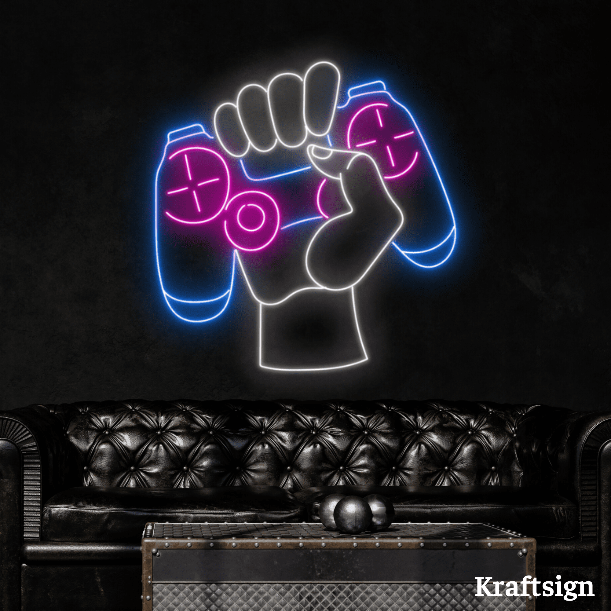 Craftnamesign Hand Hold Game Controller Neon Sign, Game Room Club Decor ...