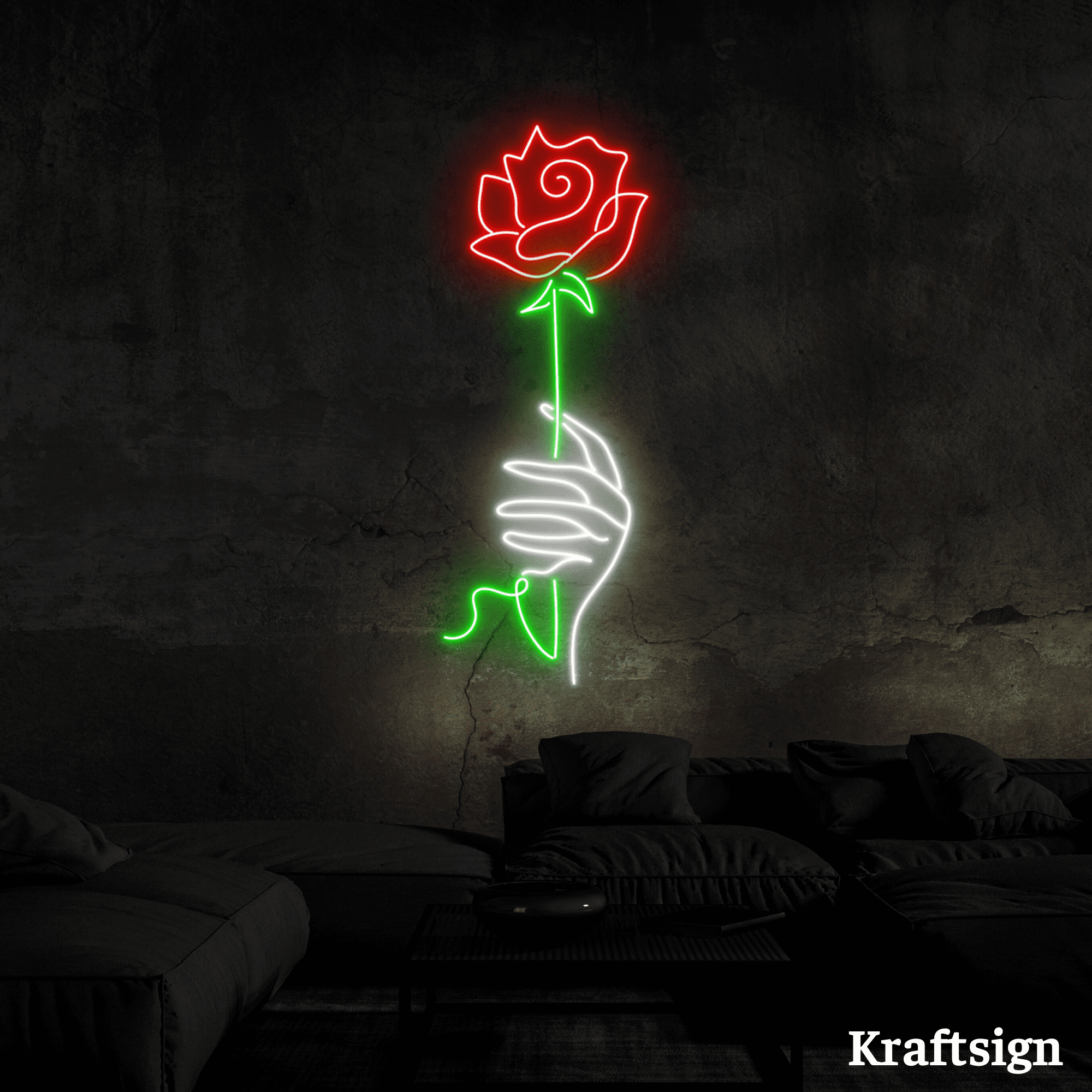 Craftnamesign Hand Hold Rose Flower Neon Sign,Flower Shop Sign,Room ...