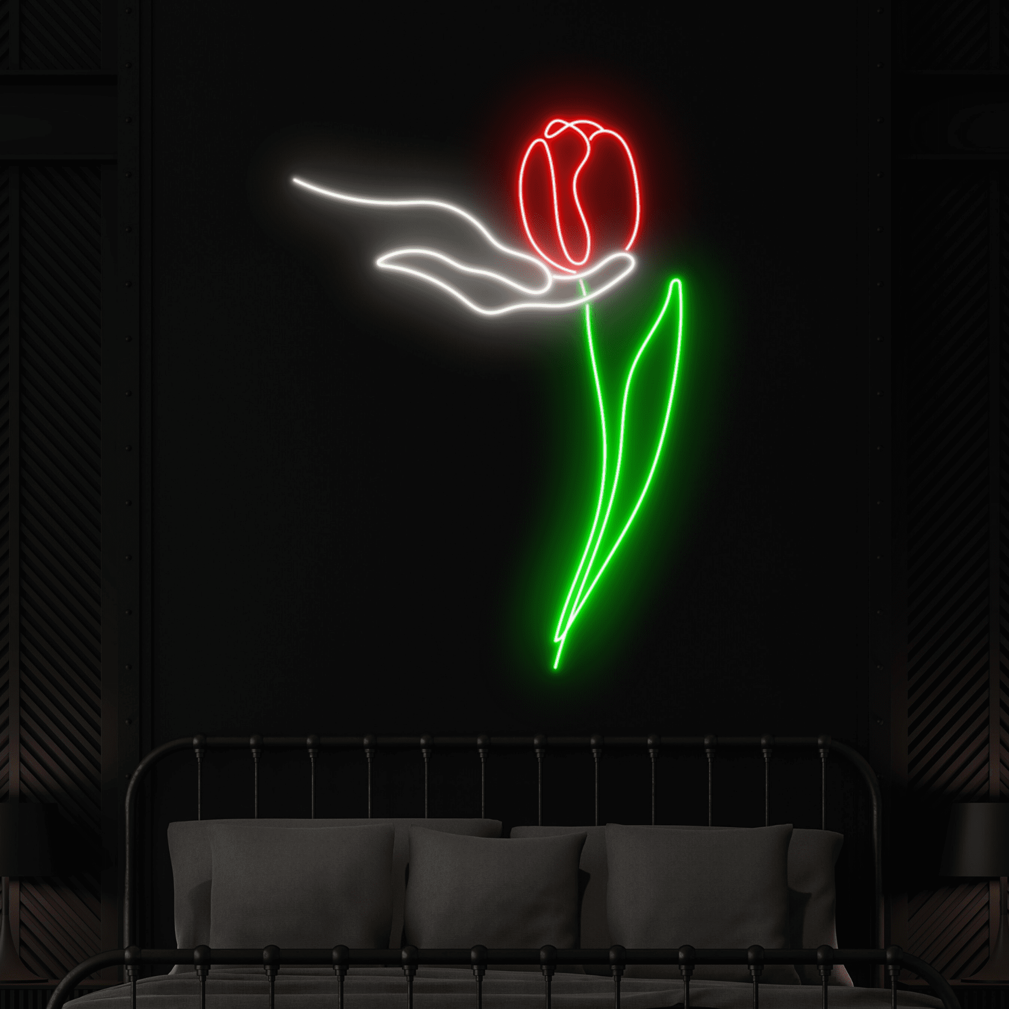 Craftnamesign Hand Hold Tulip Neon Sign, Flower Shop LED Sign, Room ...