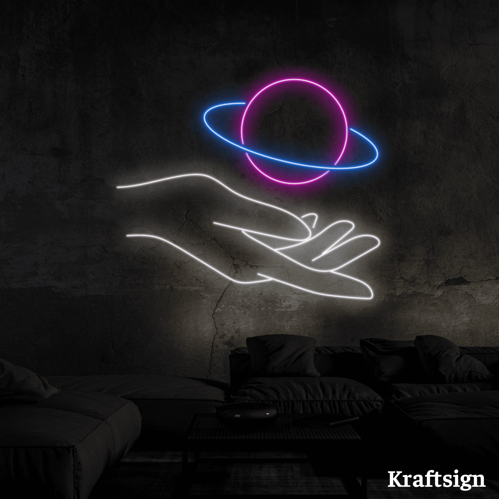 Craftnamesign Hand Planet Neon Sign, Spaceman Decor, Planet Lover Gifts ...