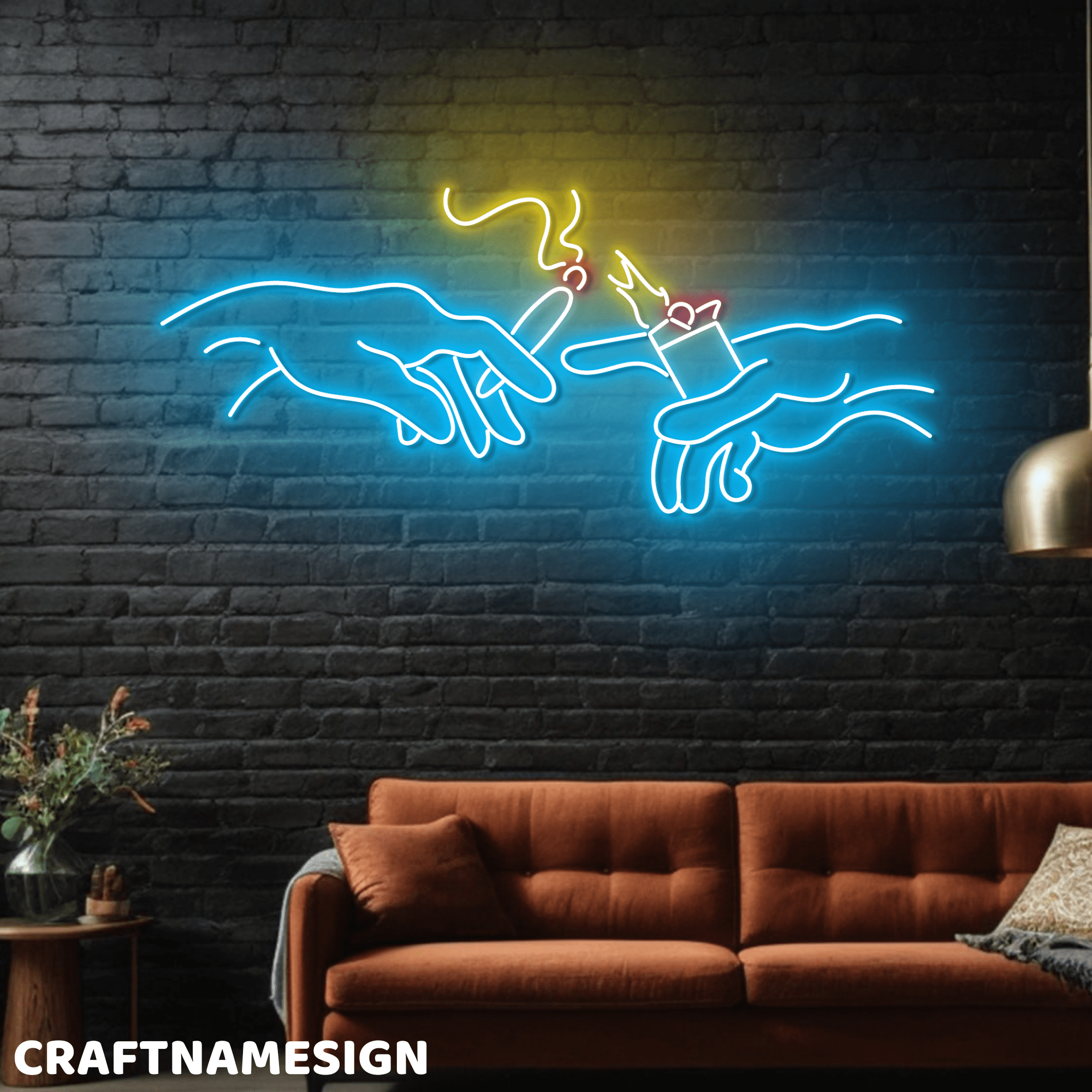 Craftnamesign Hand Smoke Neon Light Wall Art, Smoke Shop LED Wall Decor ...