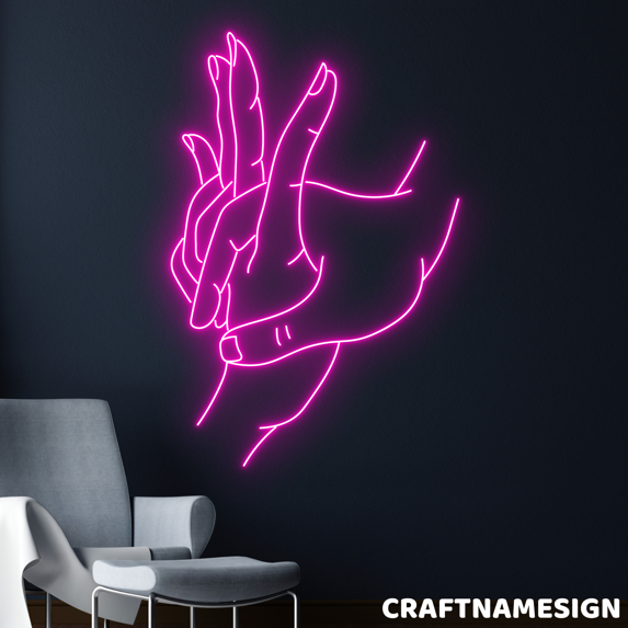 Craftnamesign Hand To Hand Neon Sign, Bedroom Wall Art, Couple Room ...