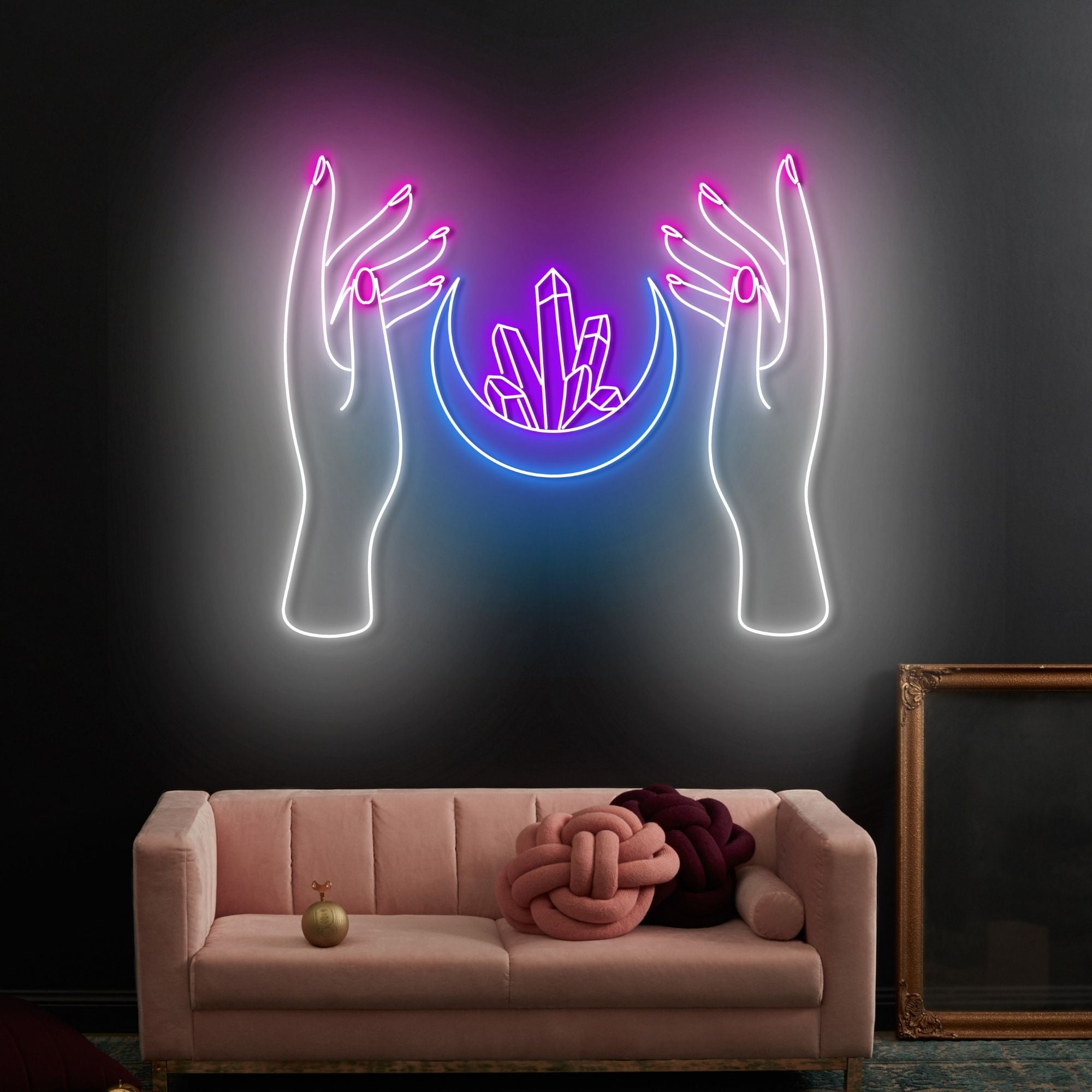 Craftnamesign Hand With Crystal Neon Sign, Crystal Led Light Wall Decor ...