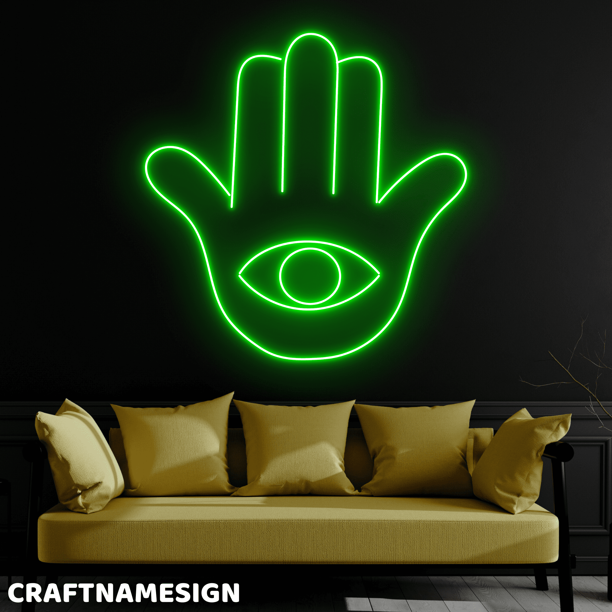 Craftnamesign Hand of Fatima Neon Sign, Minimalist Wall Art, Living ...