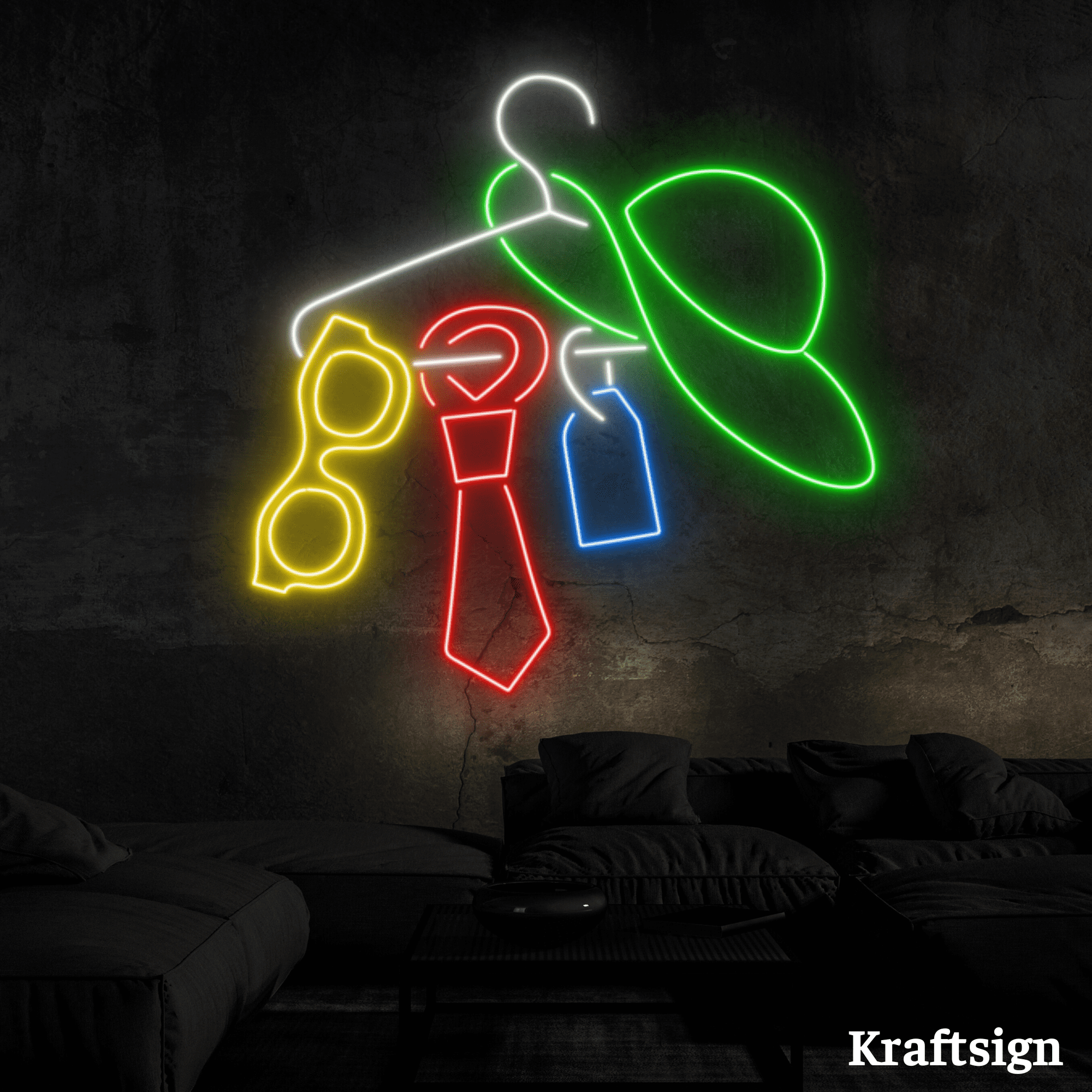 Craftnamesign Hanger Mockup Neon Sign, Hat Glasses LED Sign, Clothes ...