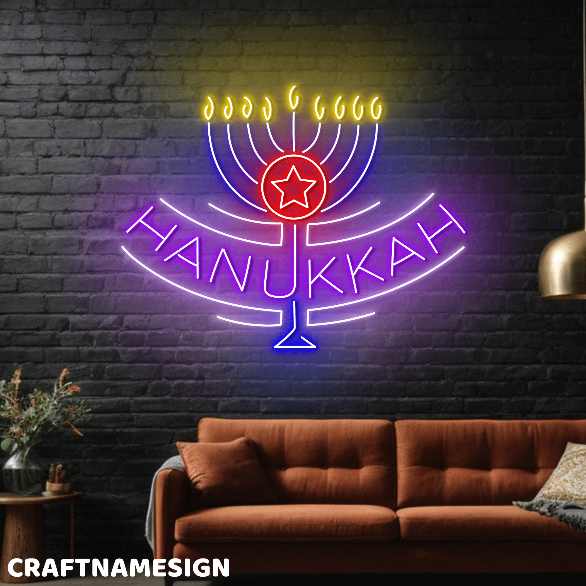 Craftnamesign Hanukkah Neon Light For Wall Decor, Jewish Festival LED ...