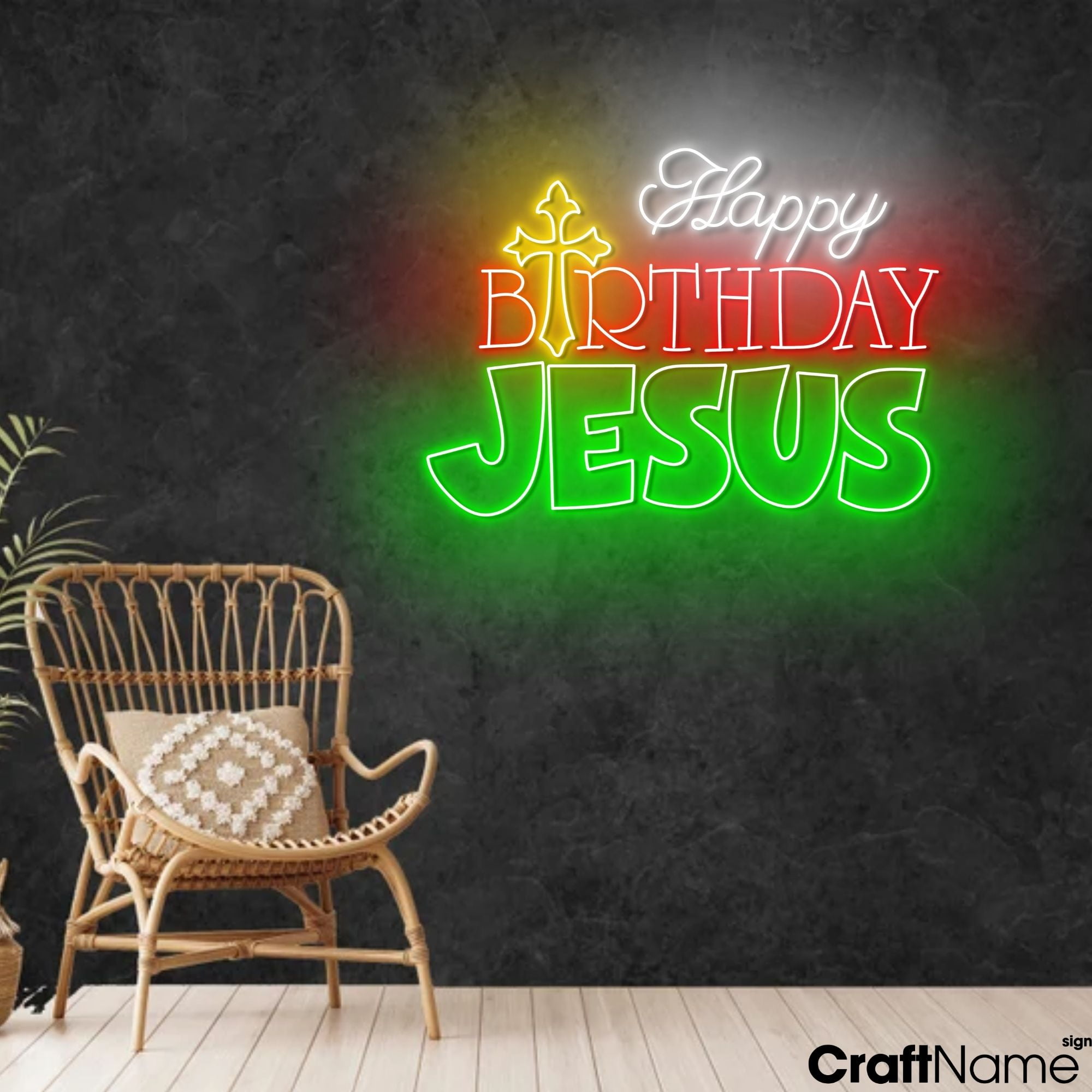 Craftnamesign Happy Birthday Jesus Neon Light Up Sign Wall Sign For Xmas Home Decor - Walmart.com