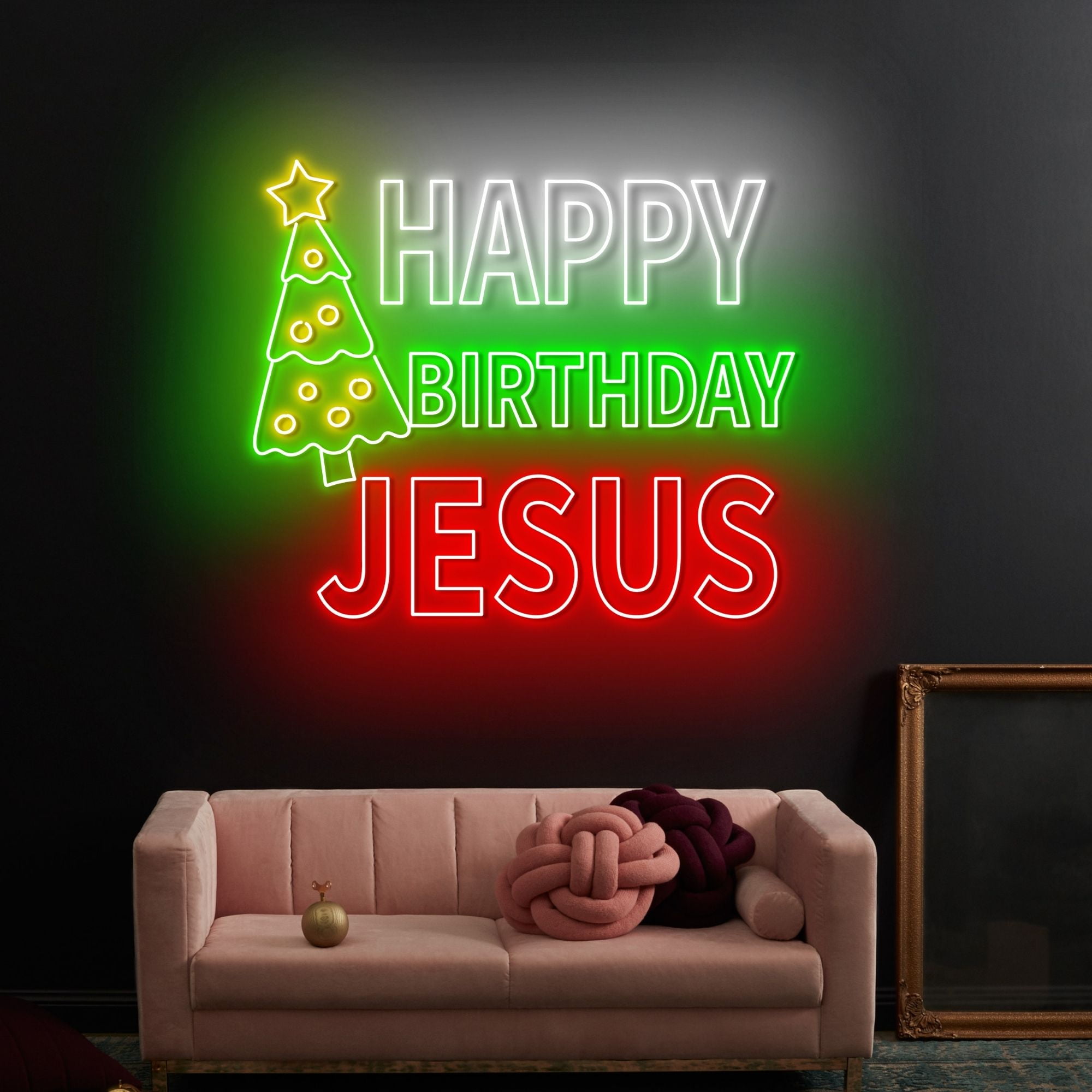 Craftnamesign Happy Birthday Jesus Neon Sign, Jesus Birthday Christmas ...