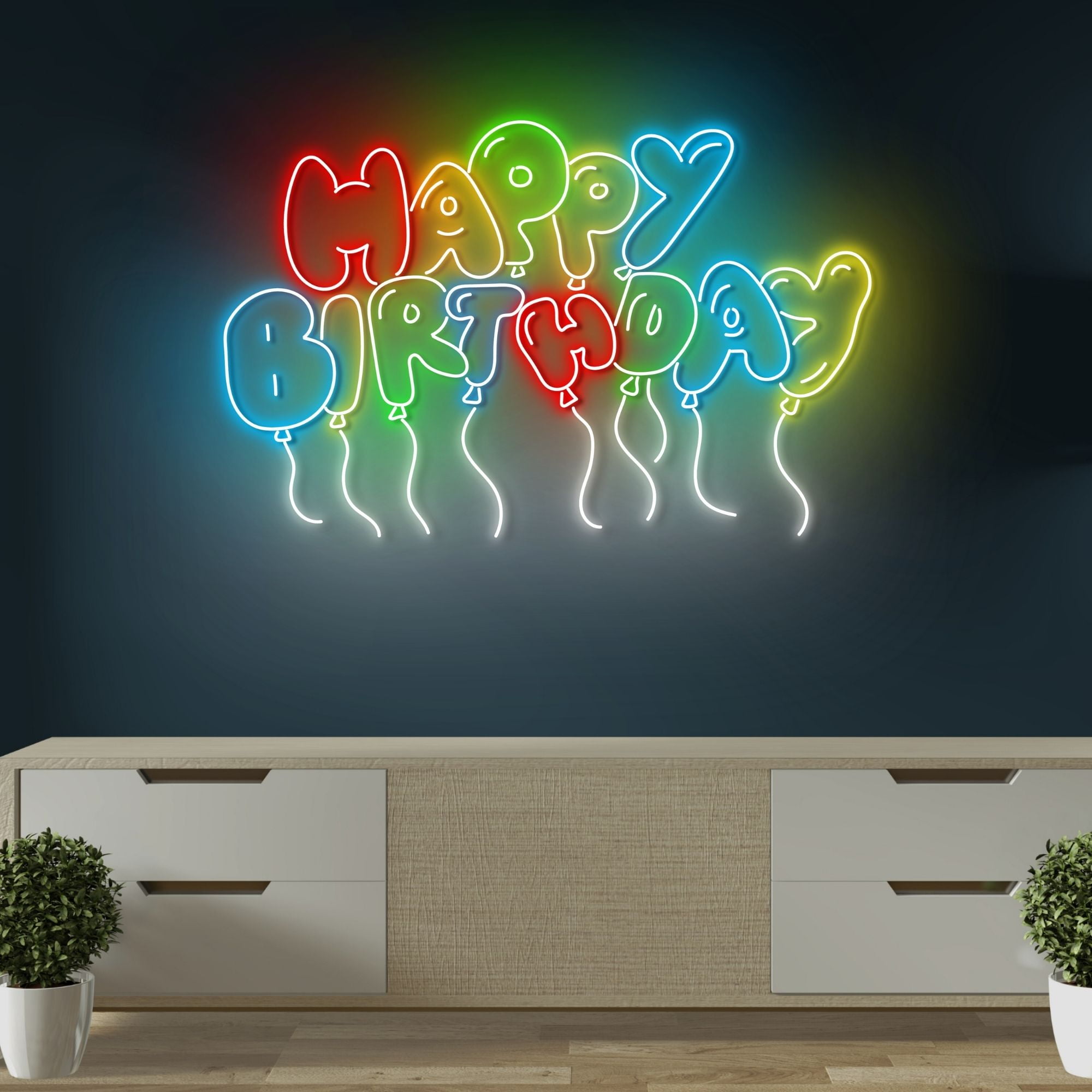 Craftnamesign Happy Birthday Neon Sign Wall Decor, Birthday Party LED ...