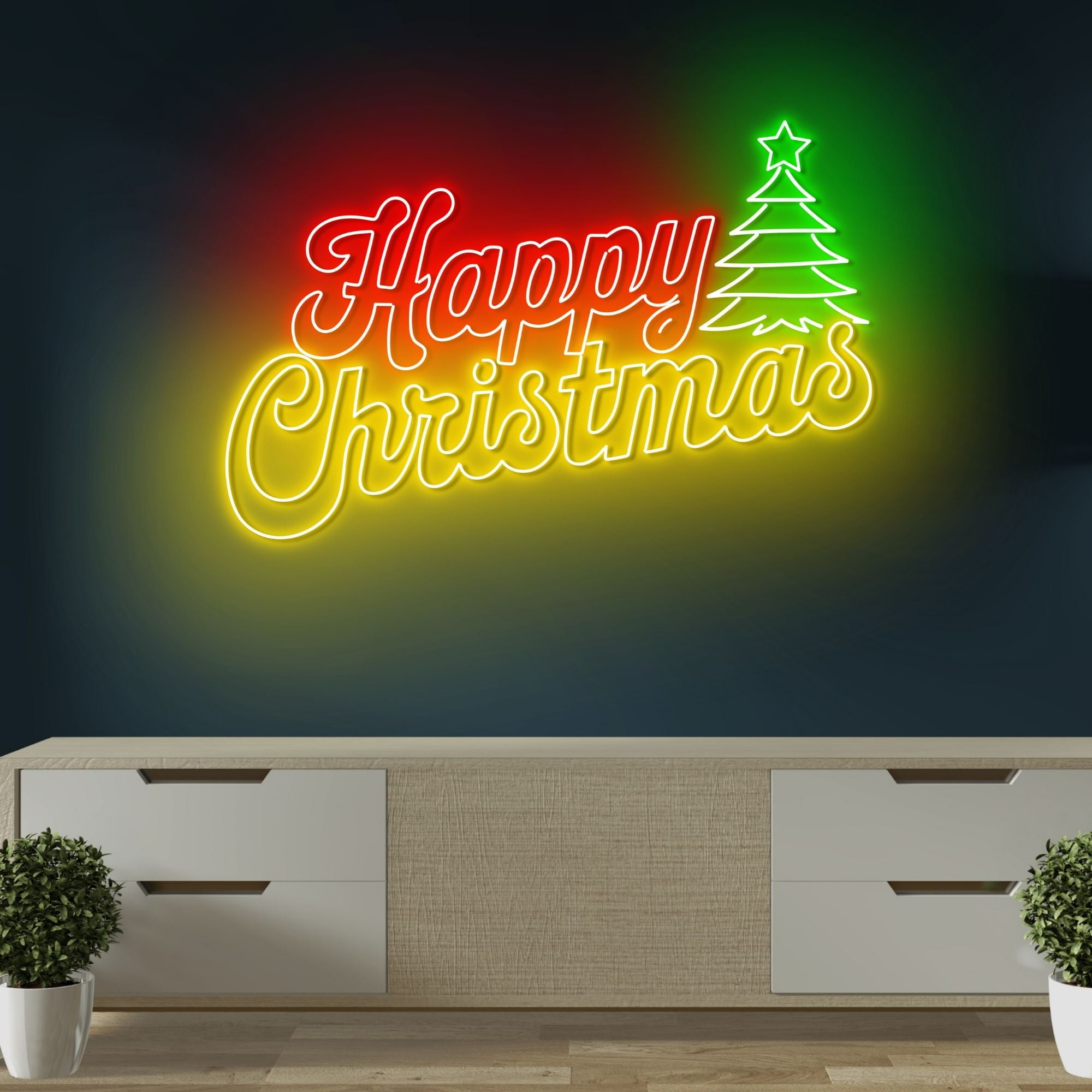 Craftnamesign Happy Christmas Neon Sign, Christmas LED Light, Xmas Home ...