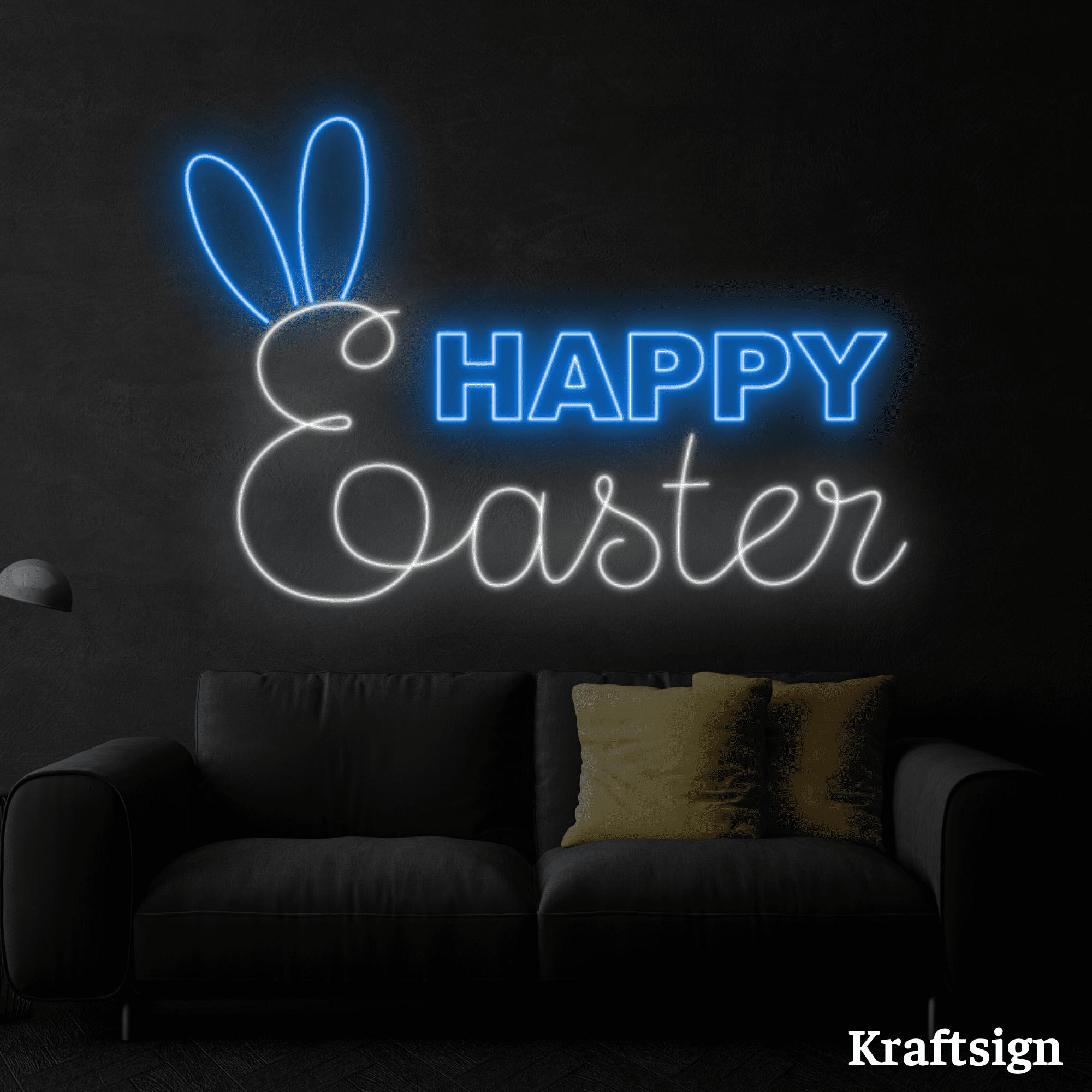 Craftnamesign Happy Easter Neon Sign, Easter Day Decor, Rabbit LED ...