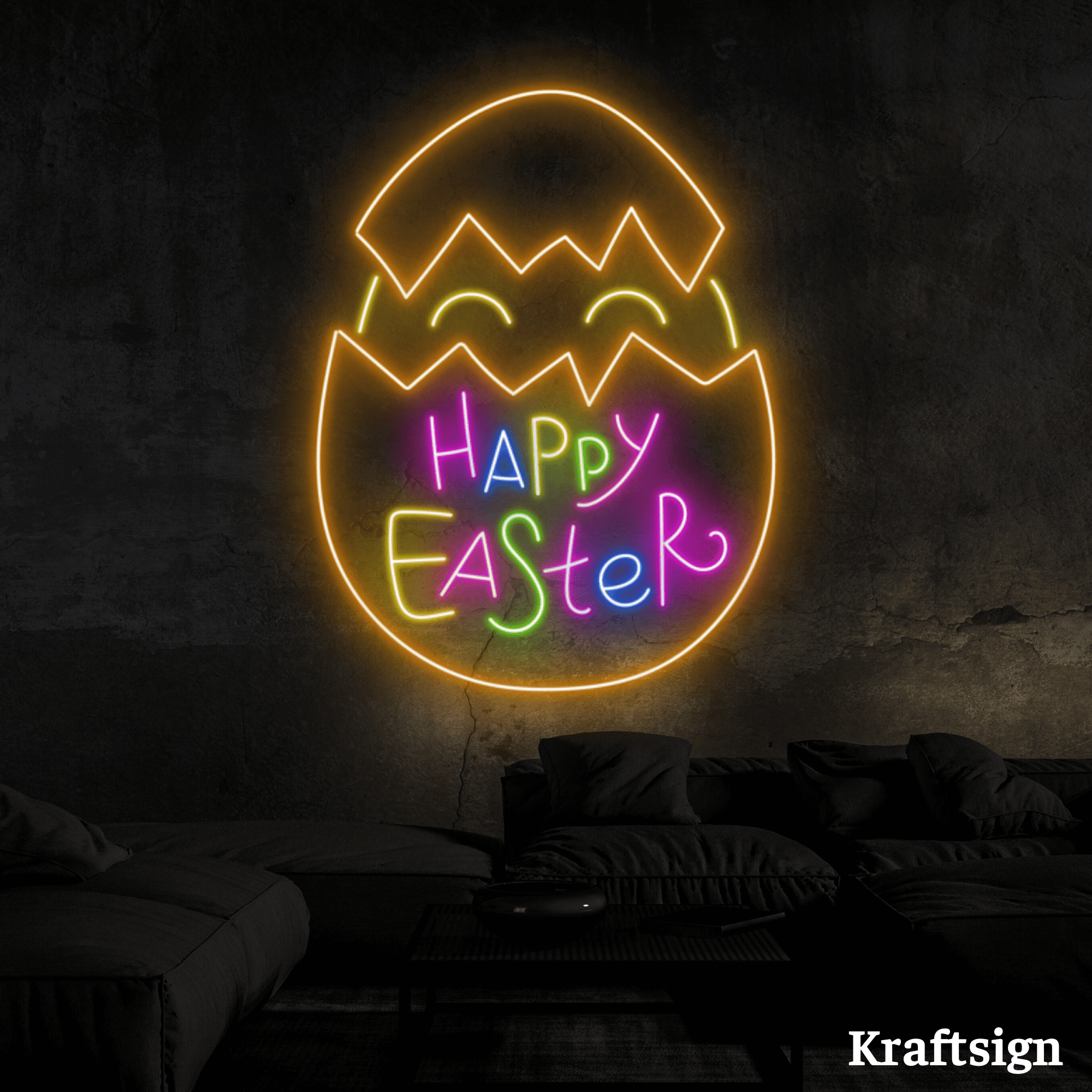 Craftnamesign Happy Easter Neon Sign, Easter Egg LED Sign, Kid Room ...