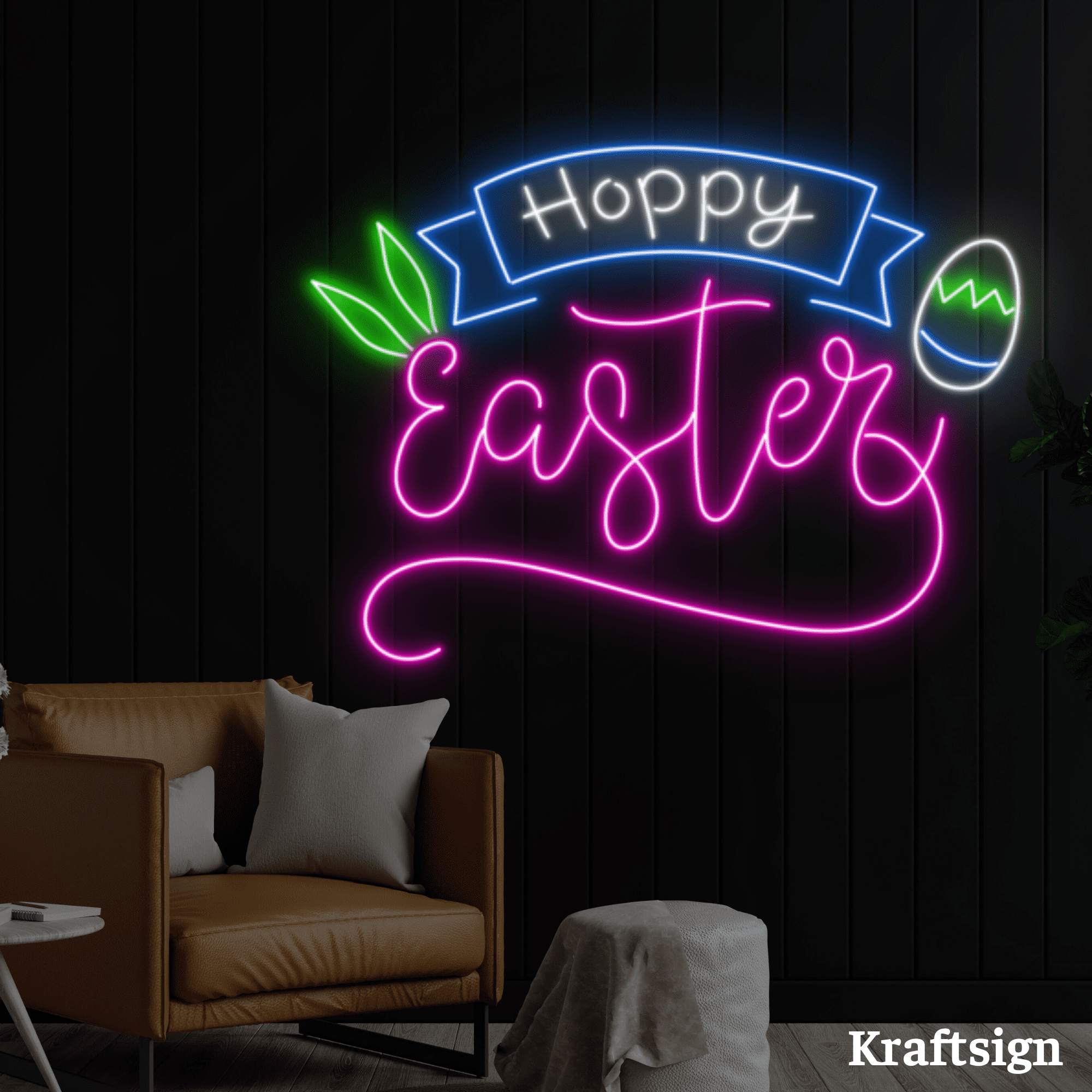Craftnamesign Happy Easter Neon Sign, Shop Festival Decor, Easter Day ...