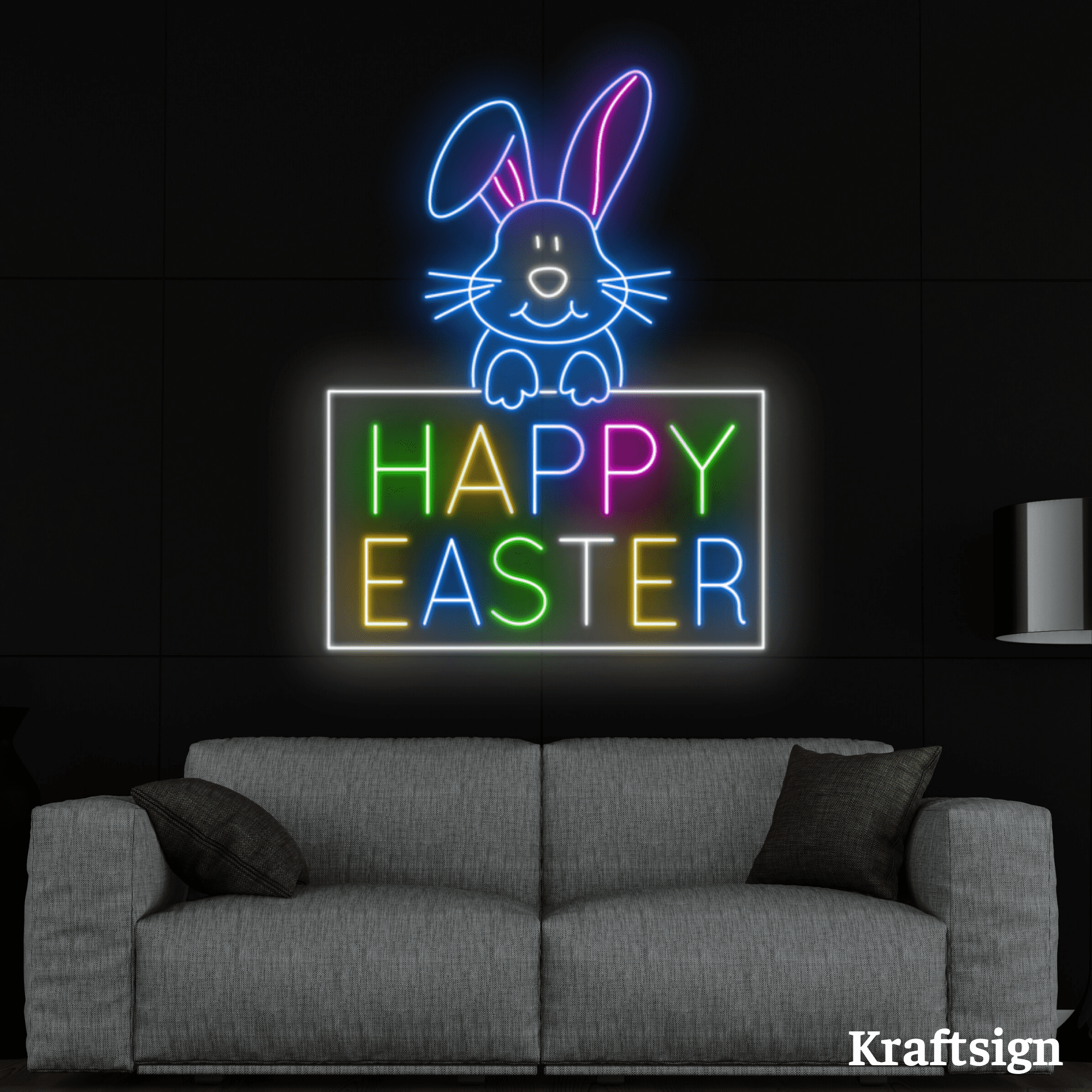 Craftnamesign Happy Easter neon Sign, Easter Day Decor, Rabbit LED ...