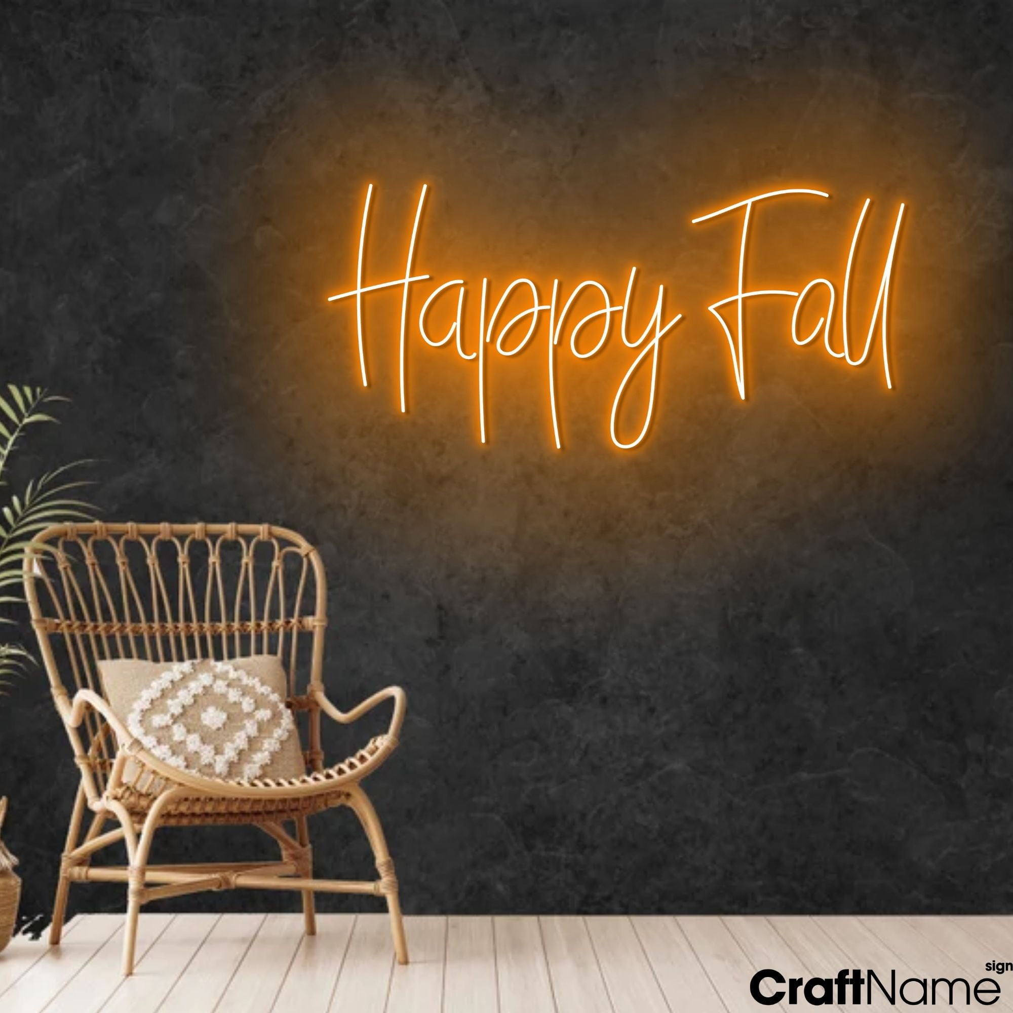 Craftnamesign Happy Fall Neon Light Wall Art, Autumn Thanksgiving ...