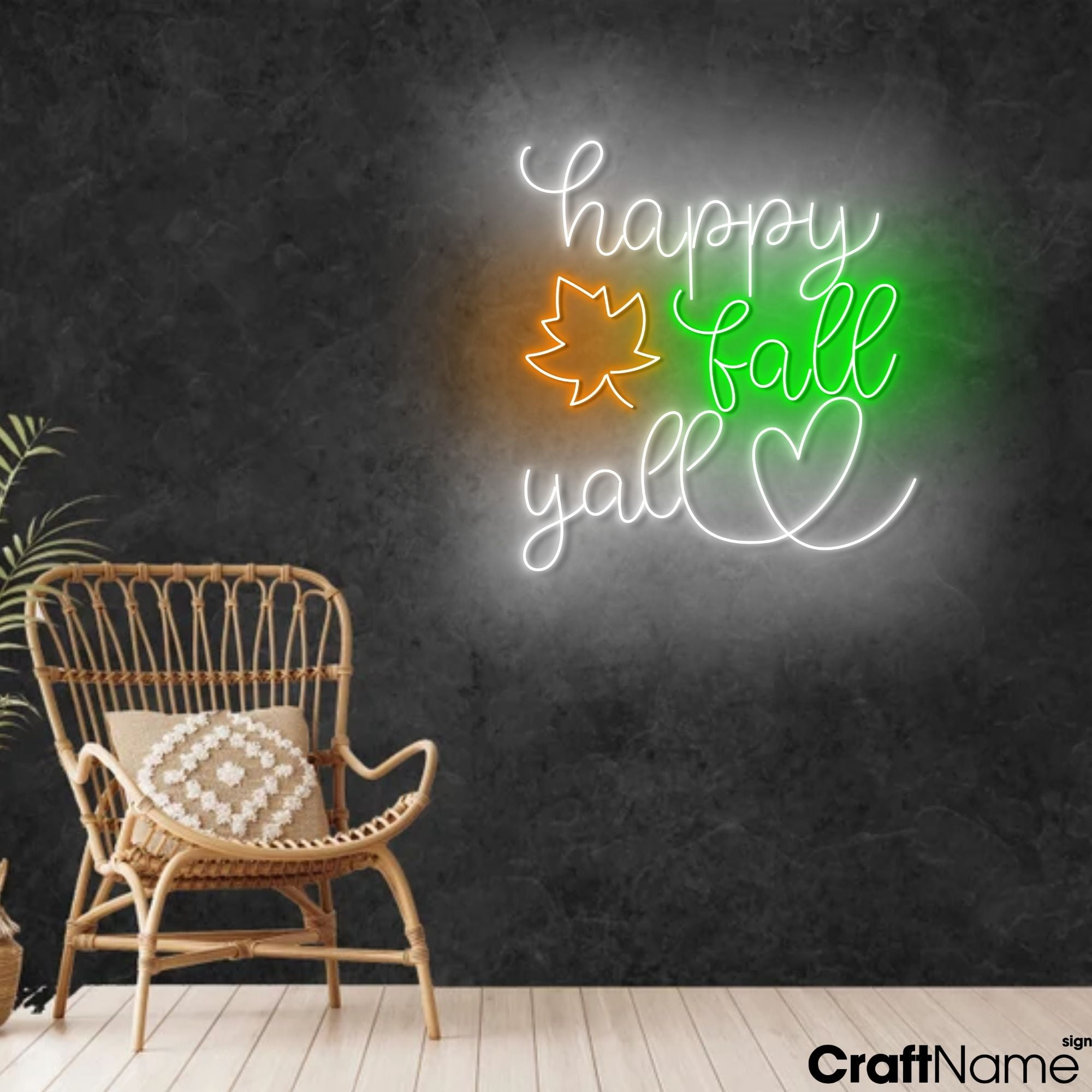 Craftnamesign Happy Fall Yall Neon Sign, Autumn Season LED Light For ...