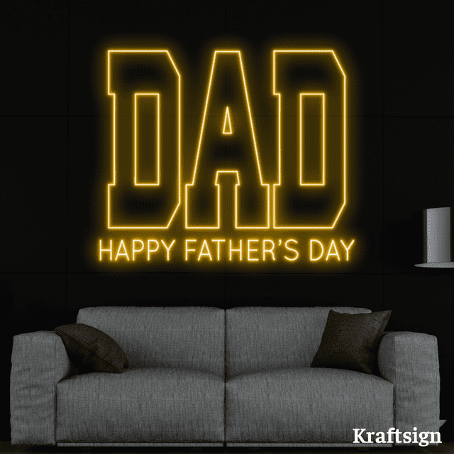 Craftnamesign Happy Father Day Neon Sign, Father Day Gift Decor, Dad ...