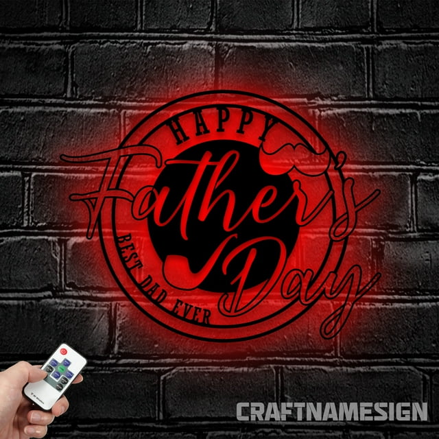 Craftnamesign Happy Father's Day Metal Wall Art LED Light, Personalized ...