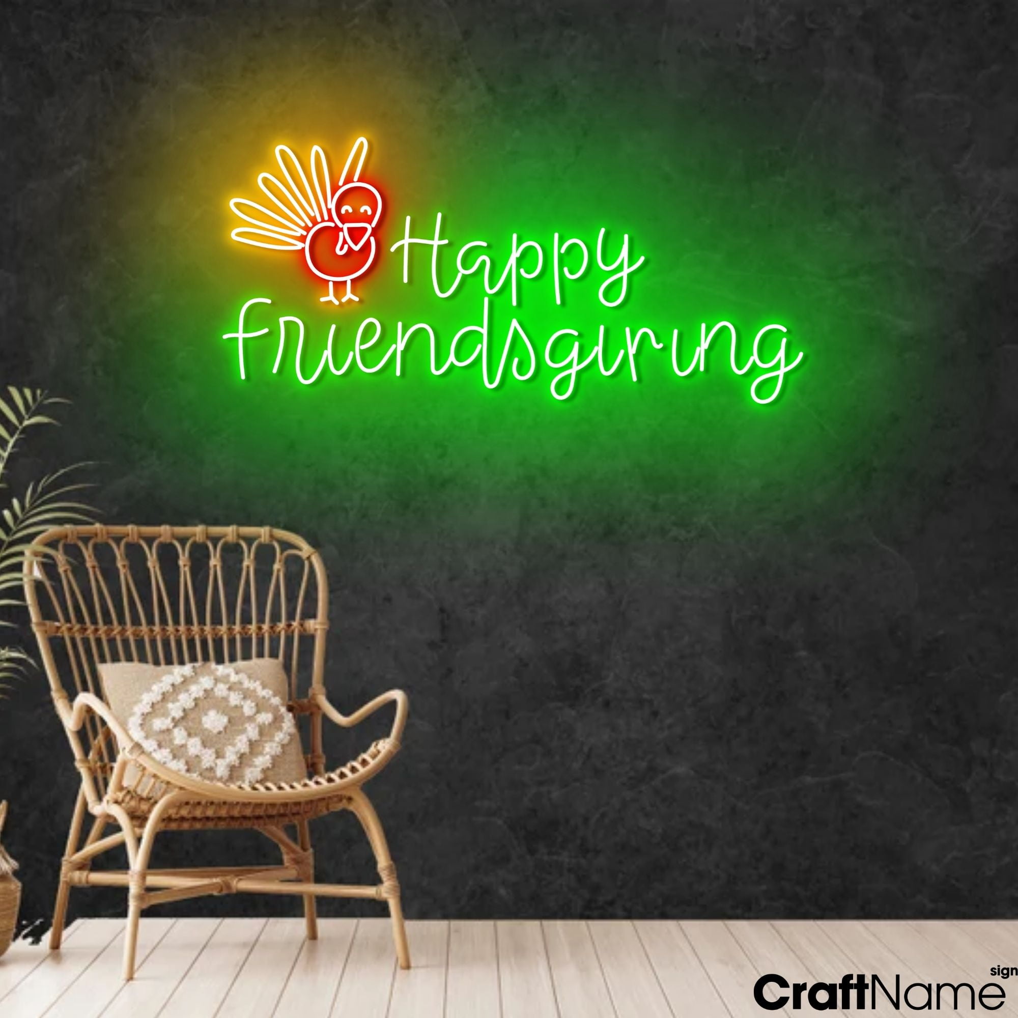Craftnamesign Happy Friendsgiving Neon Light, Thankful LED Sign ...