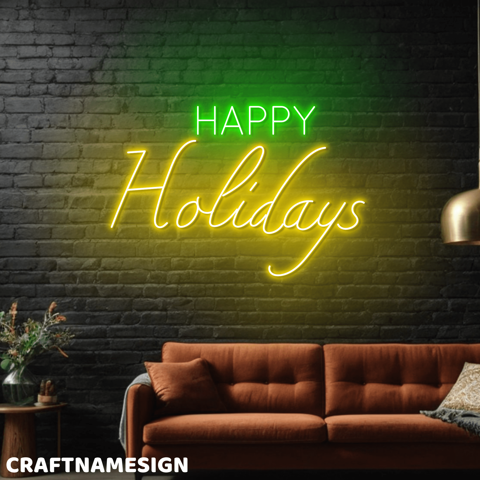 Craftnamesign Happy Holidays Neon Sign, Store Shop Wall Sign, Party ...