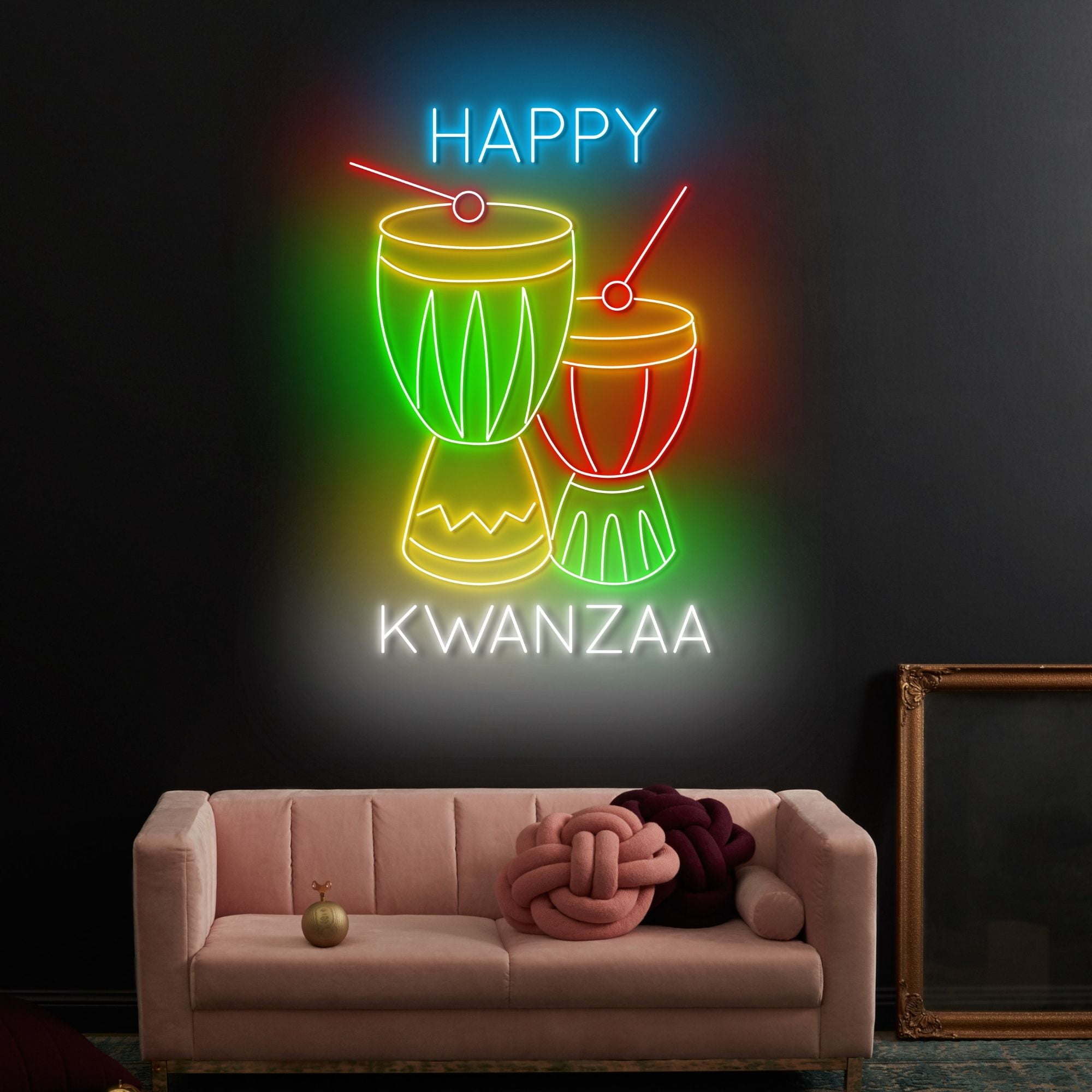 Craftnamesign Happy Kwanzaa Blessings Neon Sign, Kwanzaa Led Light ...