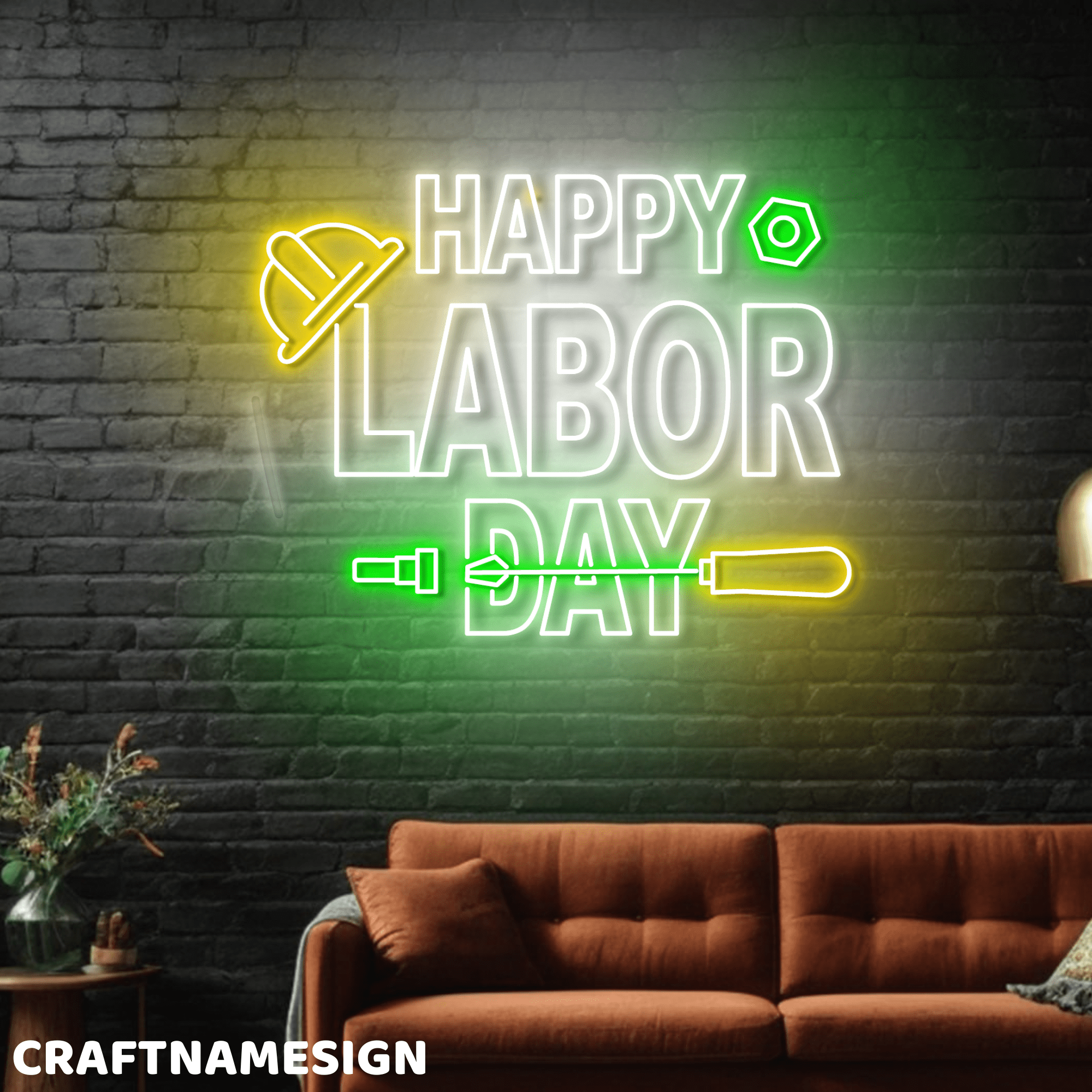 Craftnamesign Happy Labor Day Neon Sign, Labor Wall Art, Worker Wall ...