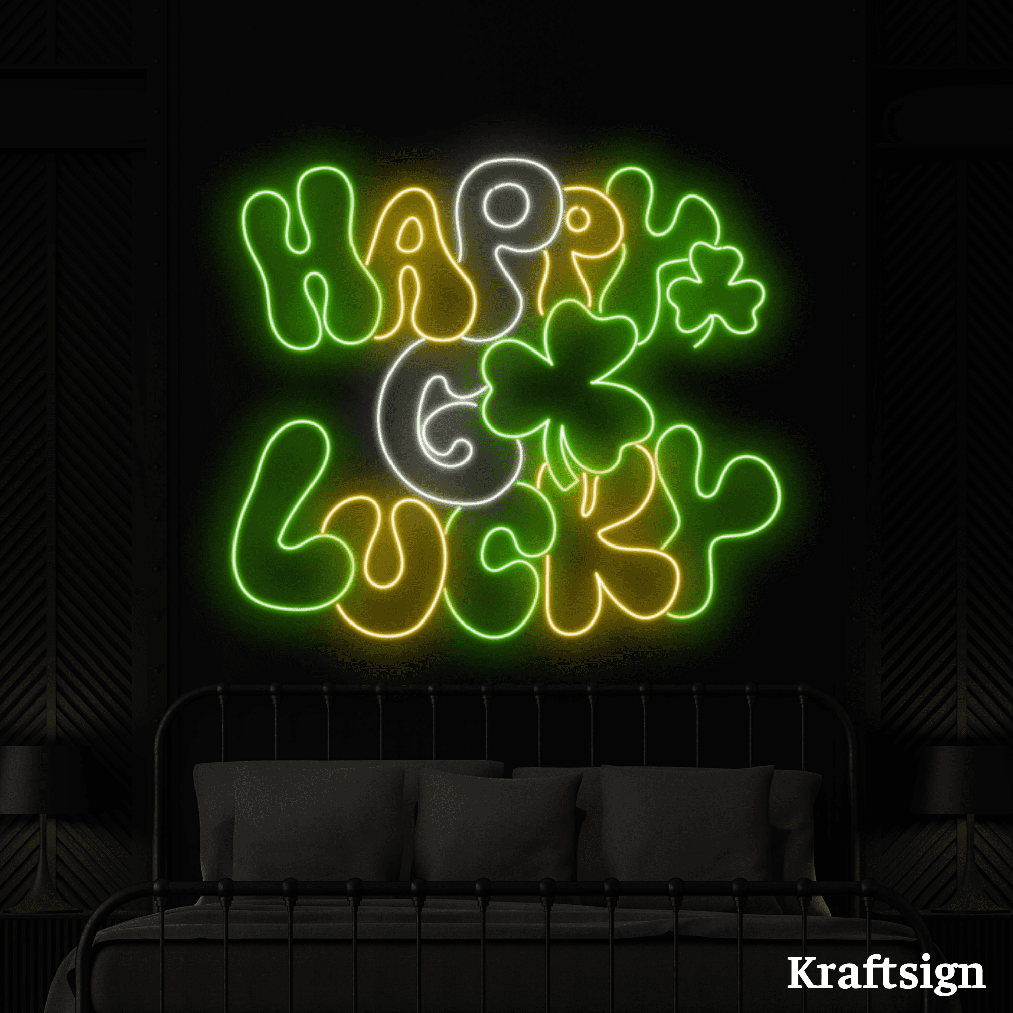 Craftnamesign Happy Lucky Neon Sign, Saint Patrick Day LED Sign, Shop ...