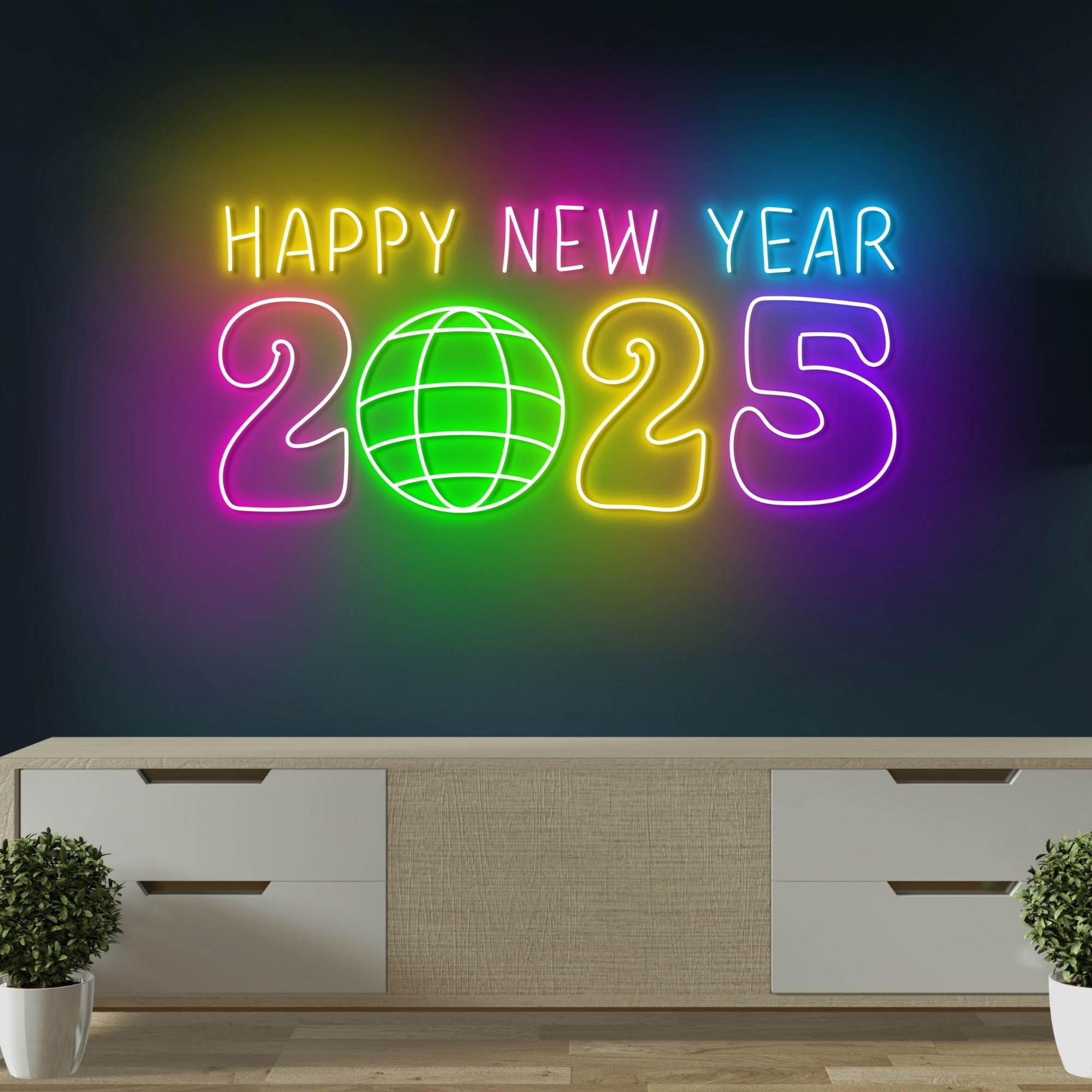 Craftnamesign Happy New Year 2025 Neon Light Wall Art, New Year LED ...