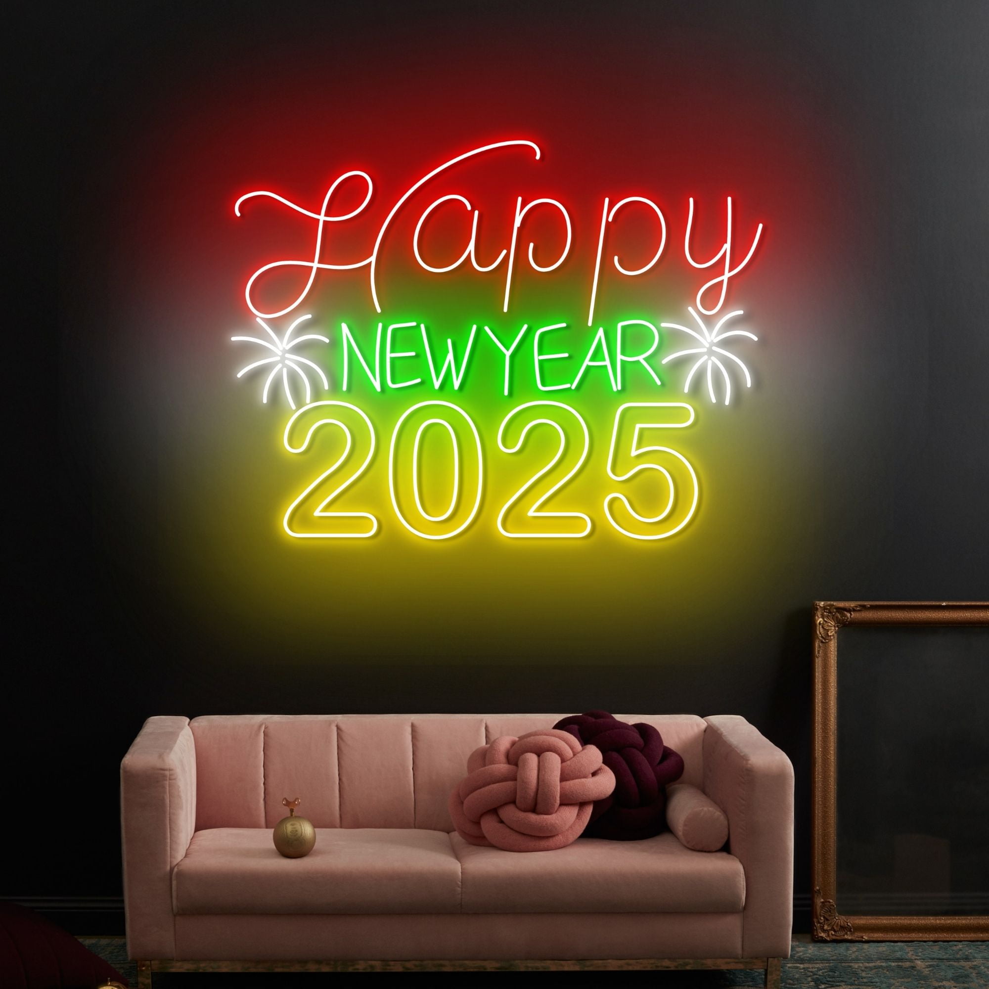 Craftnamesign Happy New Year 2025 Neon Sign, Year End Party LED Light ...