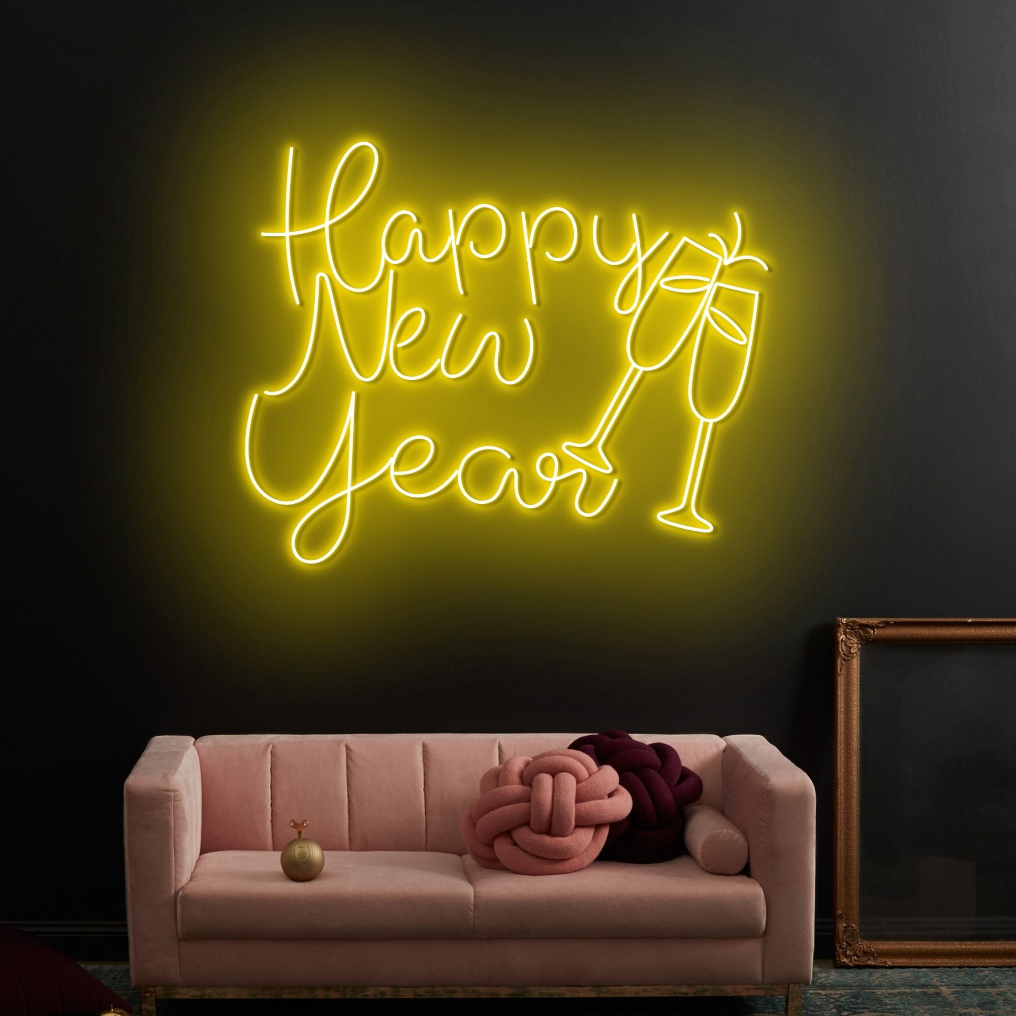 Craftnamesign Happy New Year Cheer Neon Sign Light, New Year Party LED ...