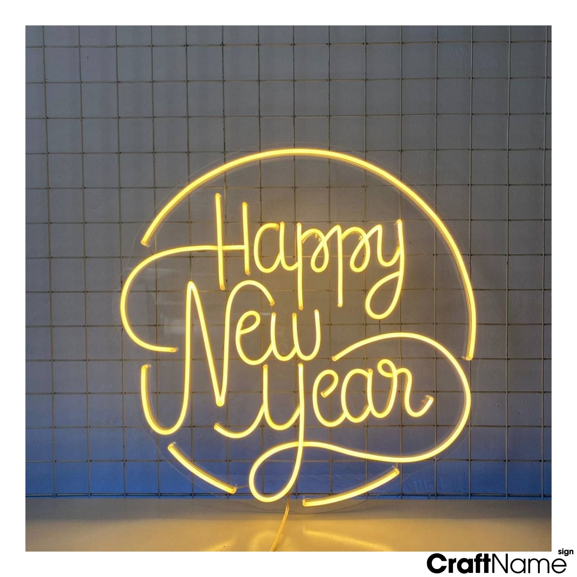 Craftnamesign Happy New Year Neon Light Sign, New Year Eve LED Sign ...
