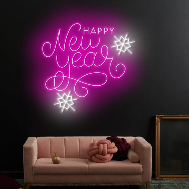 Craftnamesign Happy New Year Neon Sign Art, Happy New Year LED Light ...