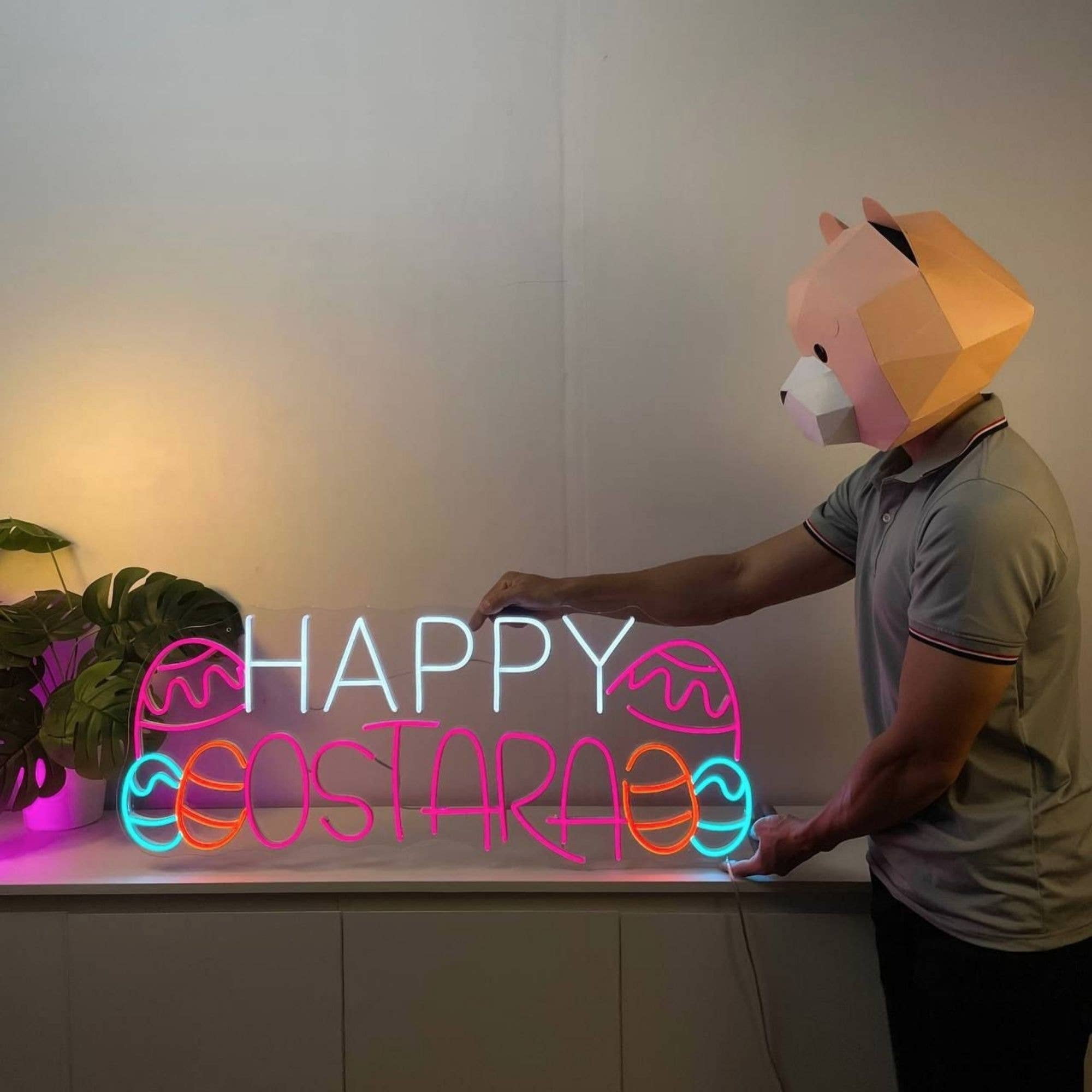 Craftnamesign Happy Ostara Neon Light Wall Sign, Easter Led Signage For ...