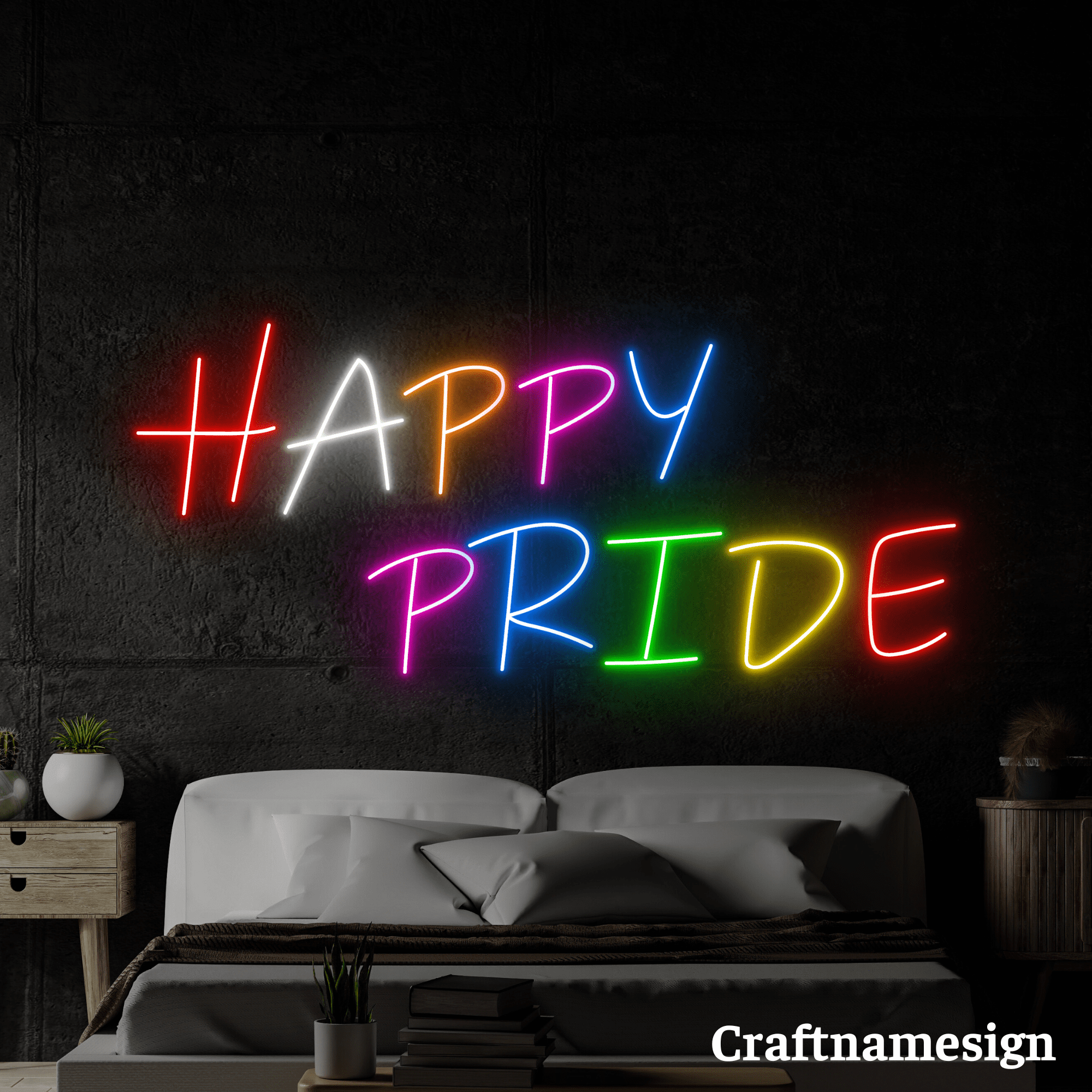 Craftnamesign Happy Pride Neon Sign for Bar Club Shop Bedroom Wall Art ...