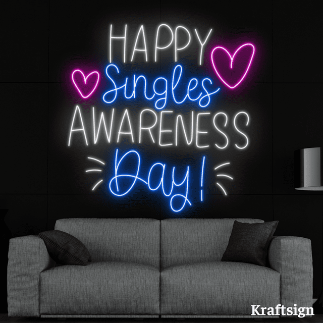 Craftnamesign Happy Singles Awareness Day LED Neon Sign, Girl Room ...