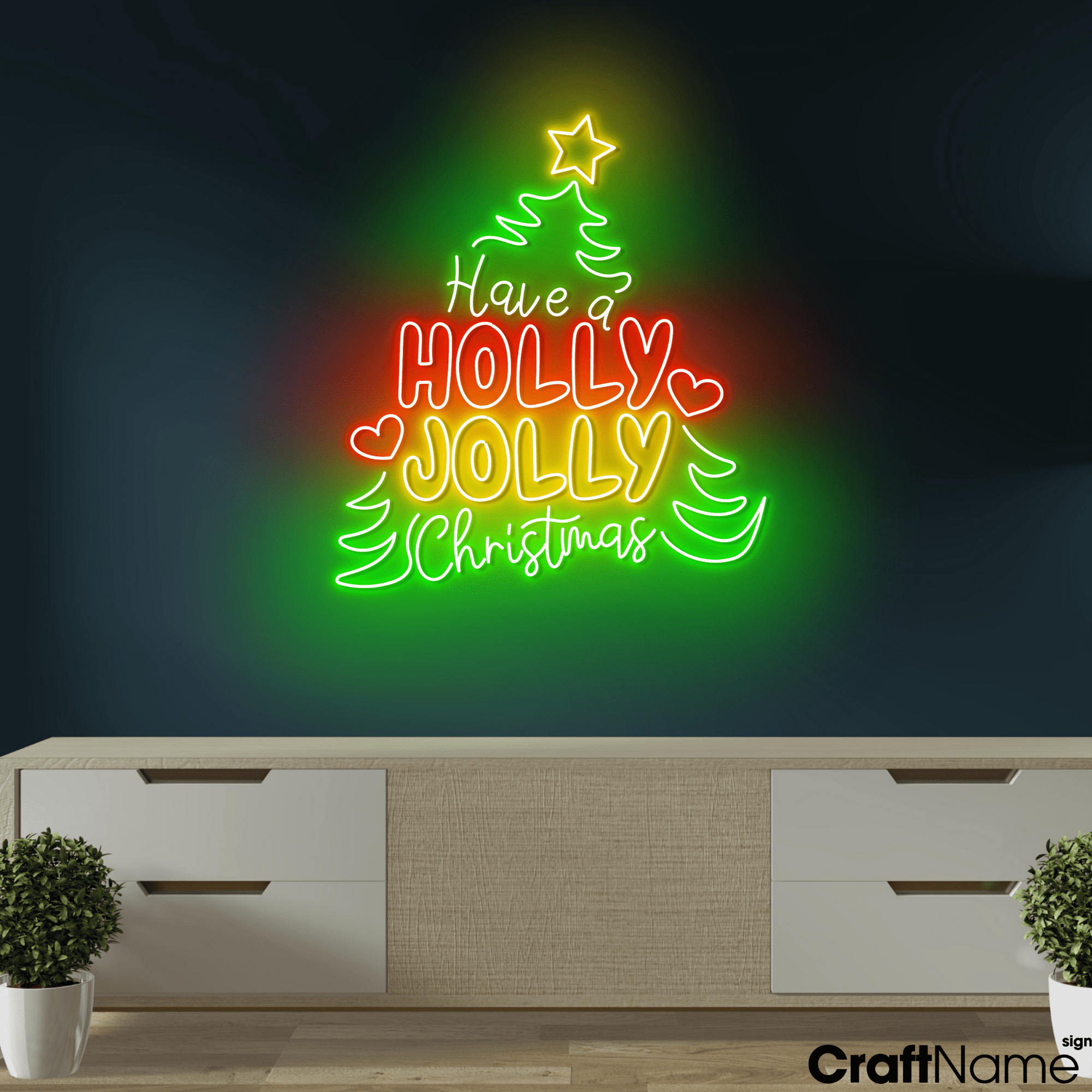 Craftnamesign Have A Holly Jolly Christmas Neon Light, Christmas Tree ...