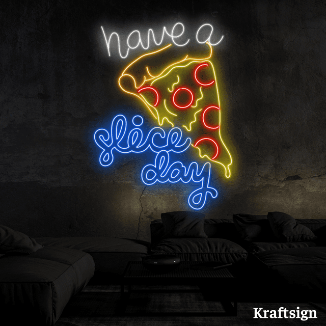 Craftnamesign Have Slice Day Neon Sign, Pizza Restaurant Decor, Food ...
