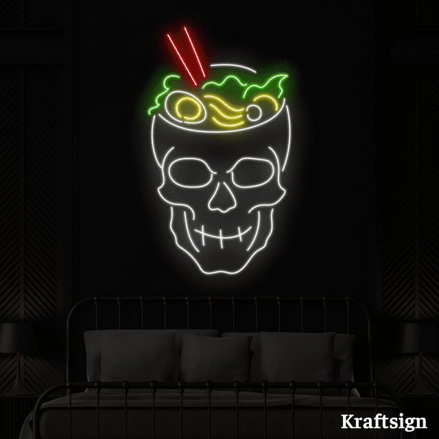Craftnamesign Head Skull Ramen Neon Sign Ramen Japanese Restaurant