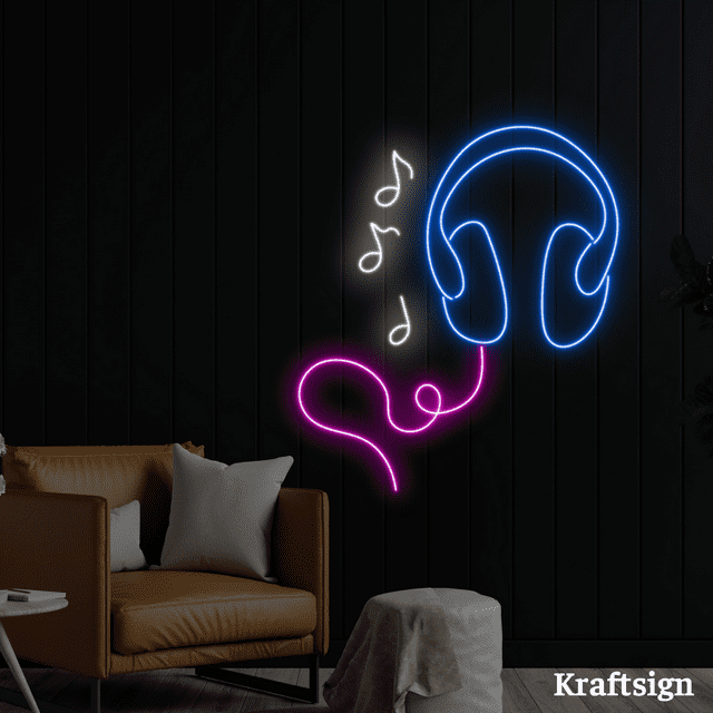 Craftnamesign Headphone Neon Sign, Music Studio Decor, Headphone Shop ...
