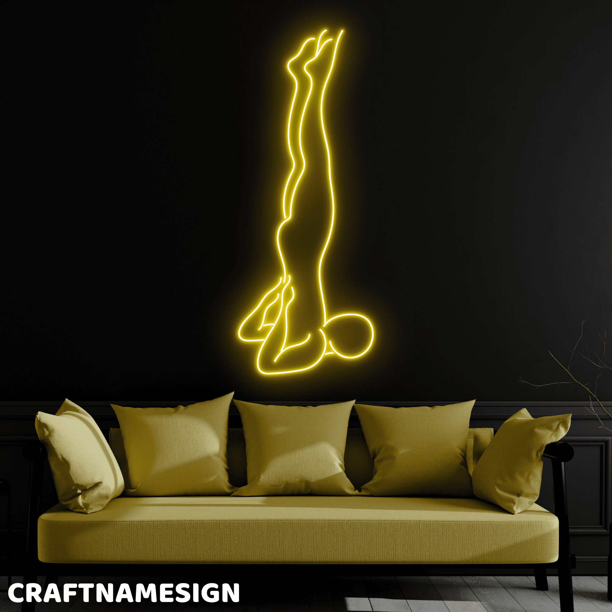 Craftnamesign Headstand Neon Sign, Yoga Pose Wall Art, Line Art Wall ...