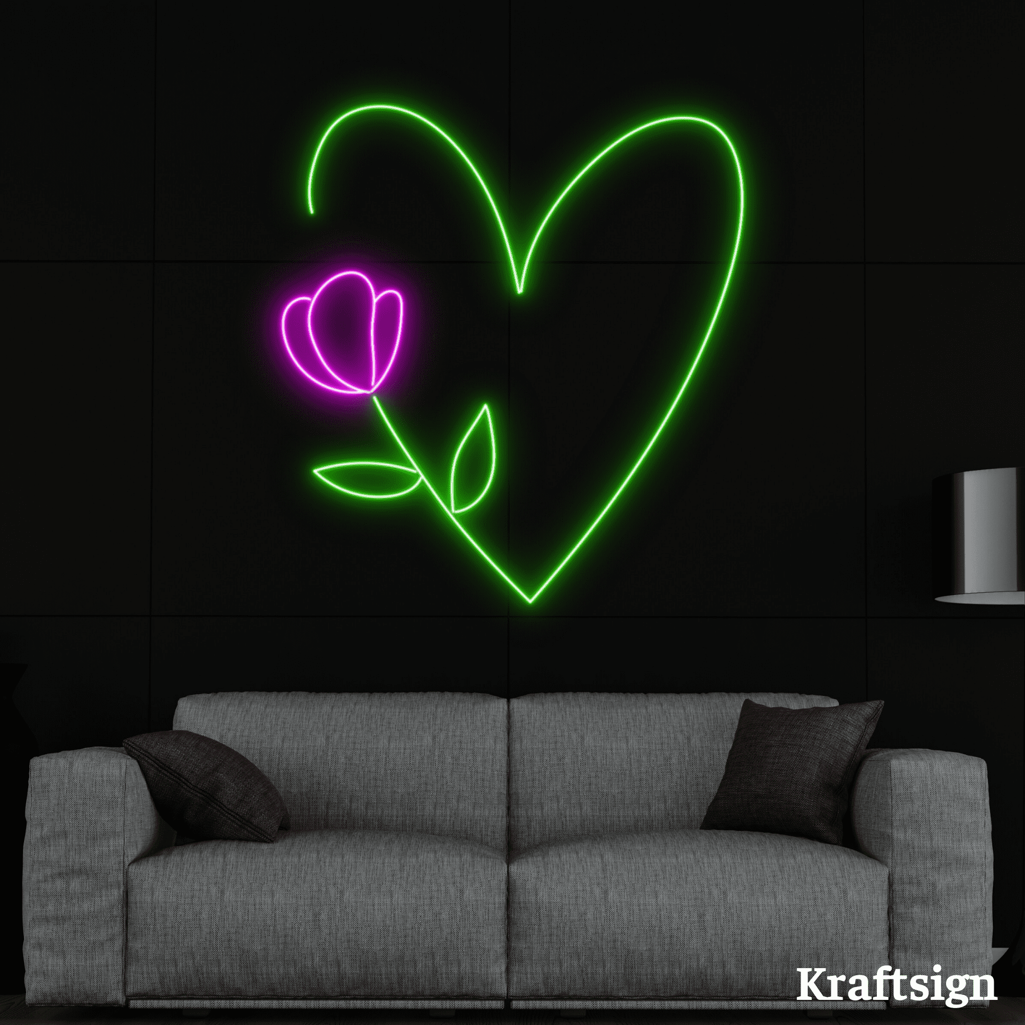 Craftnamesign Heart Flower Neon Sign, Flower Shop Decor, Girl Room ...