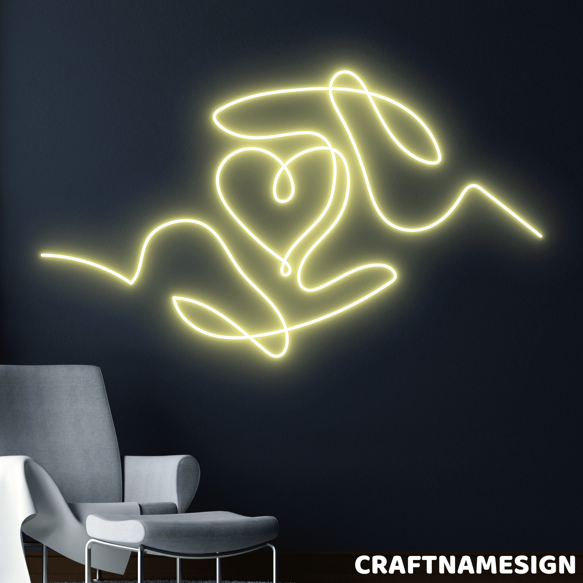 Craftnamesign Heart In Hand Led Sign, Minimalist Line Art Wall Decor ...