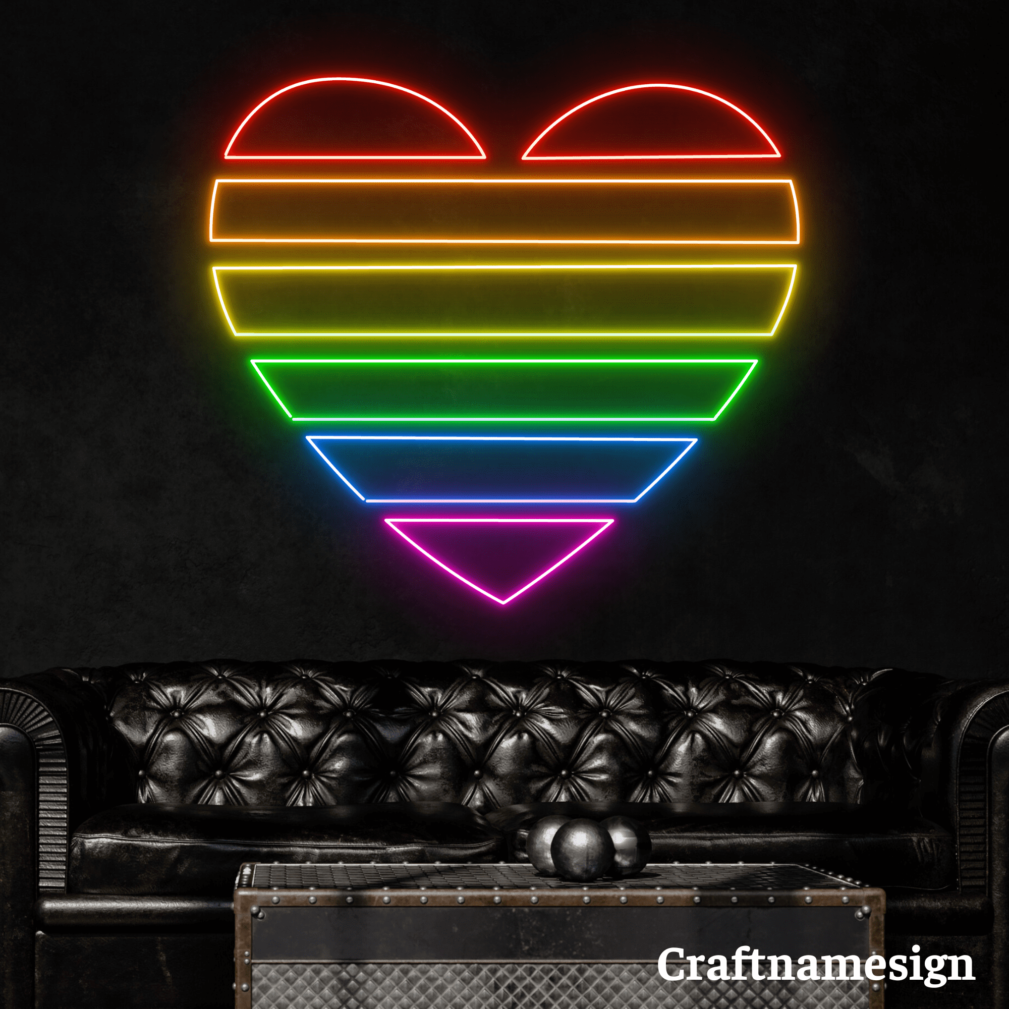 Craftnamesign Heart Rainbow Color Neon Sign for Shop Bedroom Happy ...