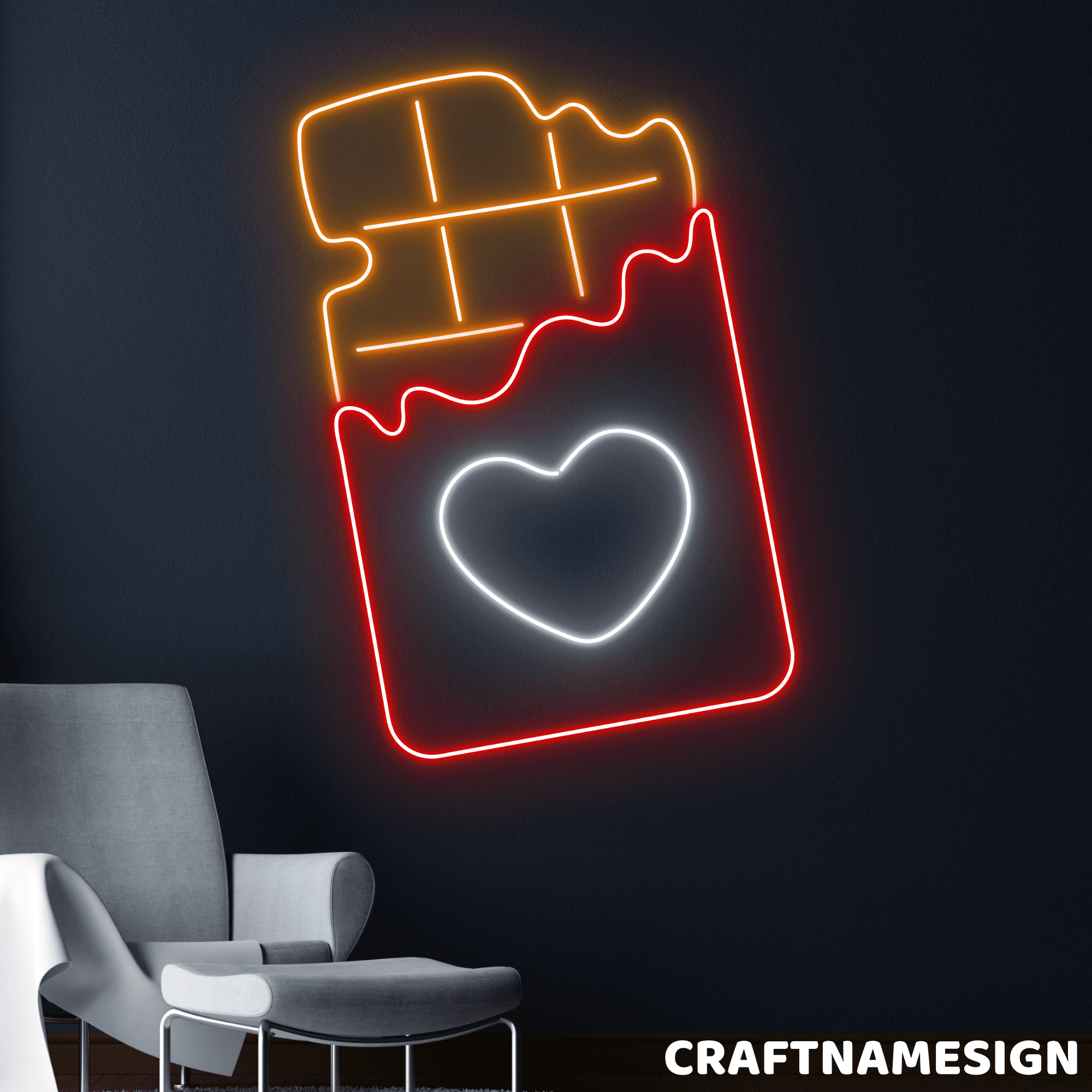 Craftnamesign Heart Waffle Neon Sign, Bakery Wall Art, Store Shop Wall ...