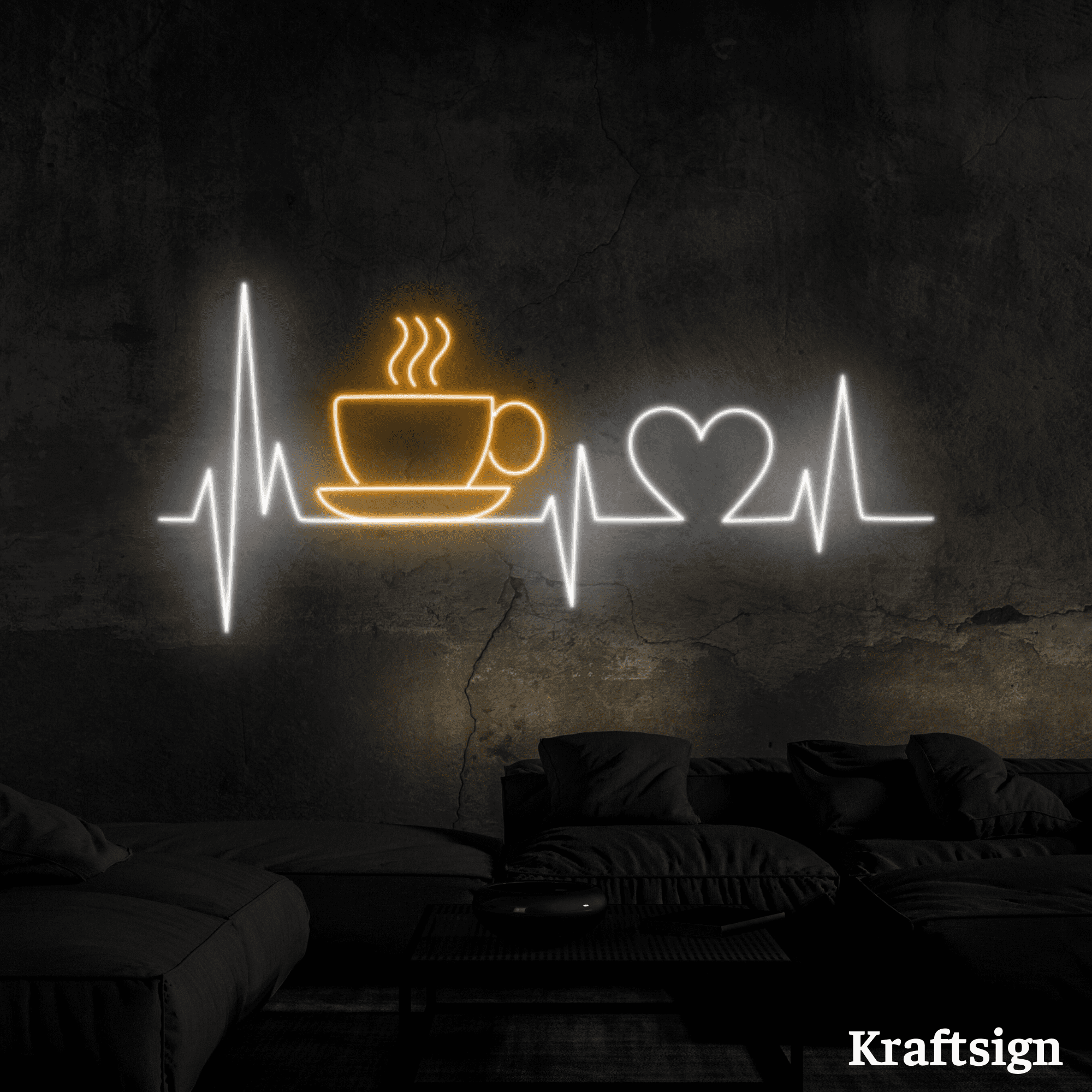 Craftnamesign Heartbeat Coffee Neon Sign, Coffee Shop Decor, Bedroom ...